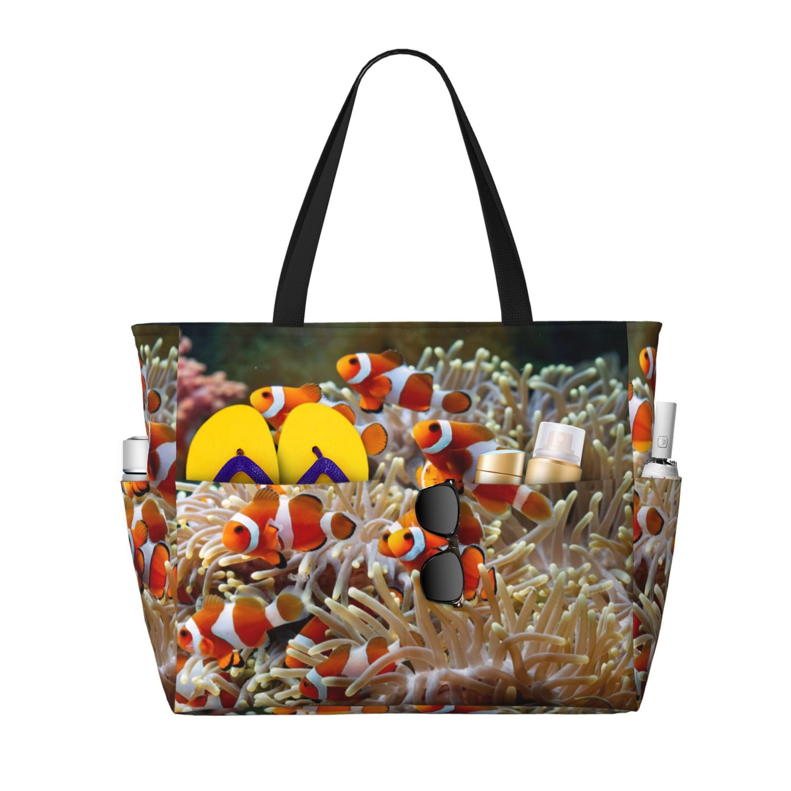 Kdxio Cute Anemone Fish for Beach Bag for Women Large Beach Tote Bag ...