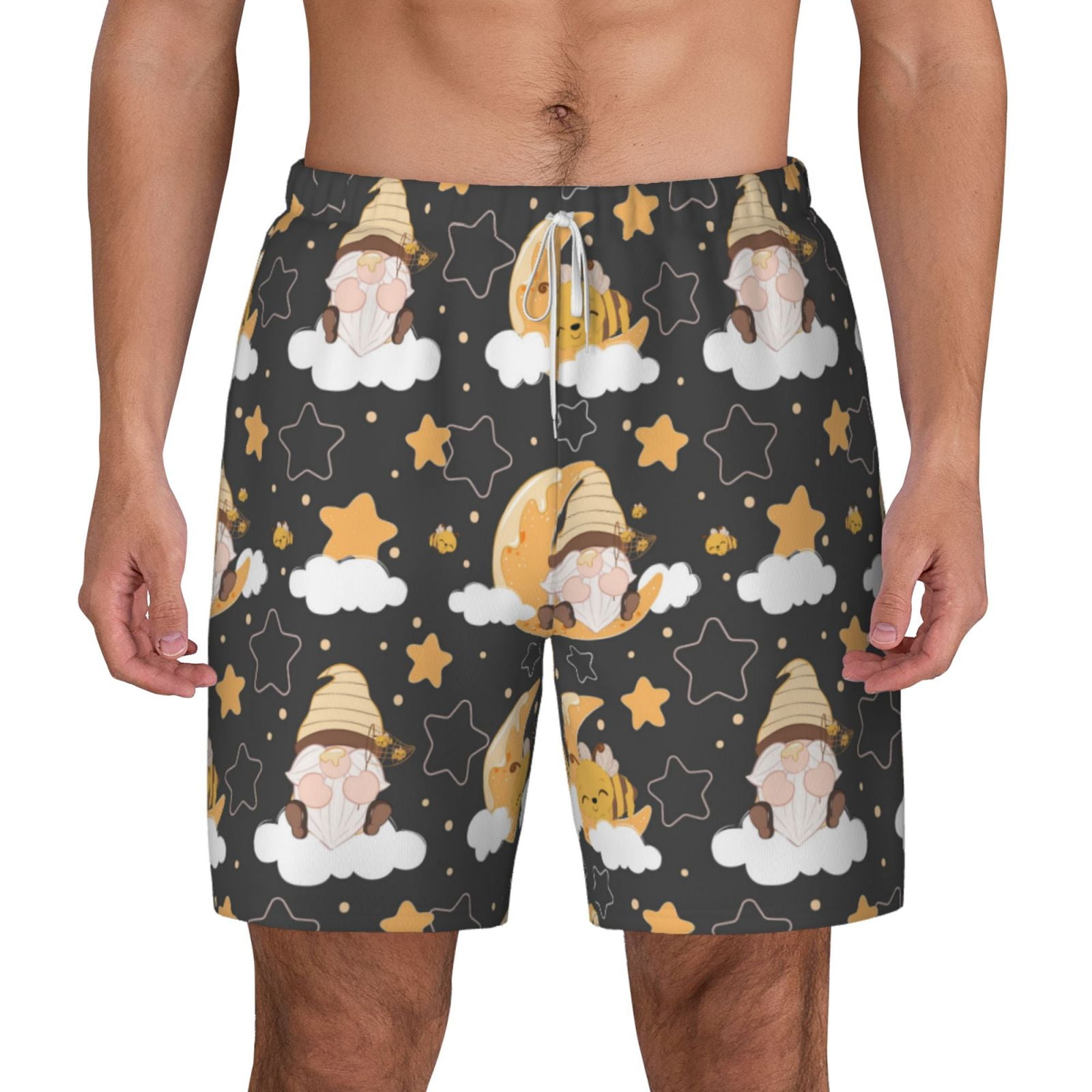 Kdxio Cute Bee Gnome Print Men'S Swim Trunks With Compression Liner 7 ...