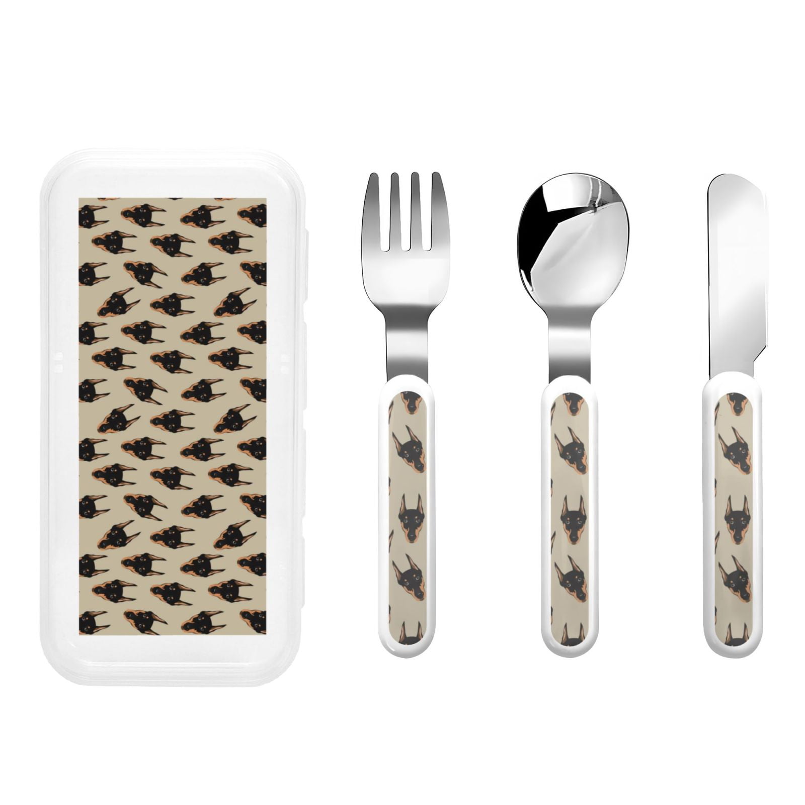 Kdxio Cute Black Dog Toddler Utensils Set - Kids Silverware Set, Set ...
