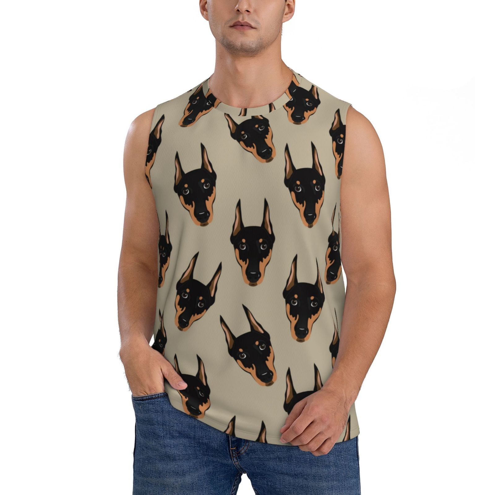 Kdxio Cute Black Dog for Men's Muscle T-shirt,Sleeveless for Workout ...