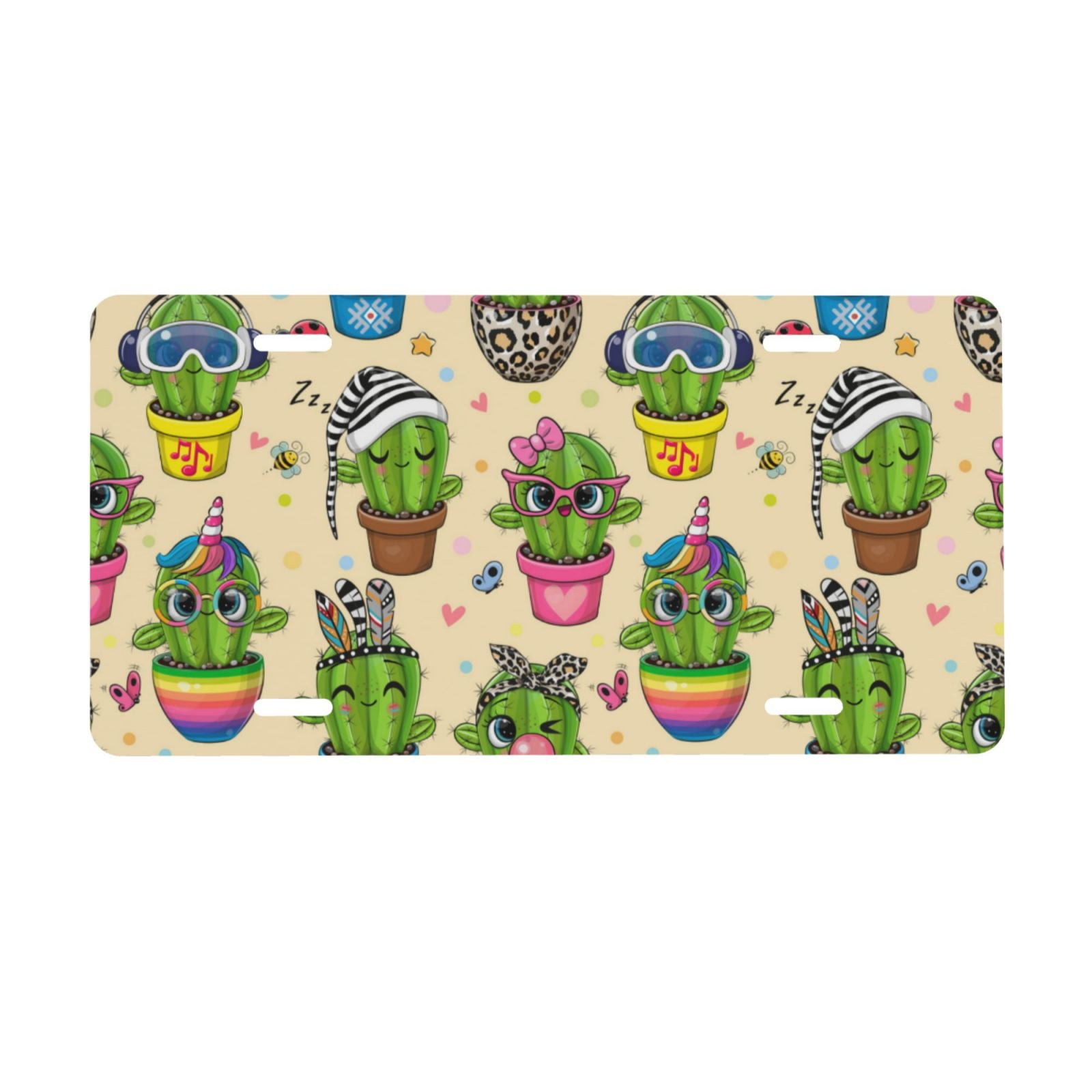 Kdxio Cute Cartoon Cactus License Plate Car Front License Plate Car ...