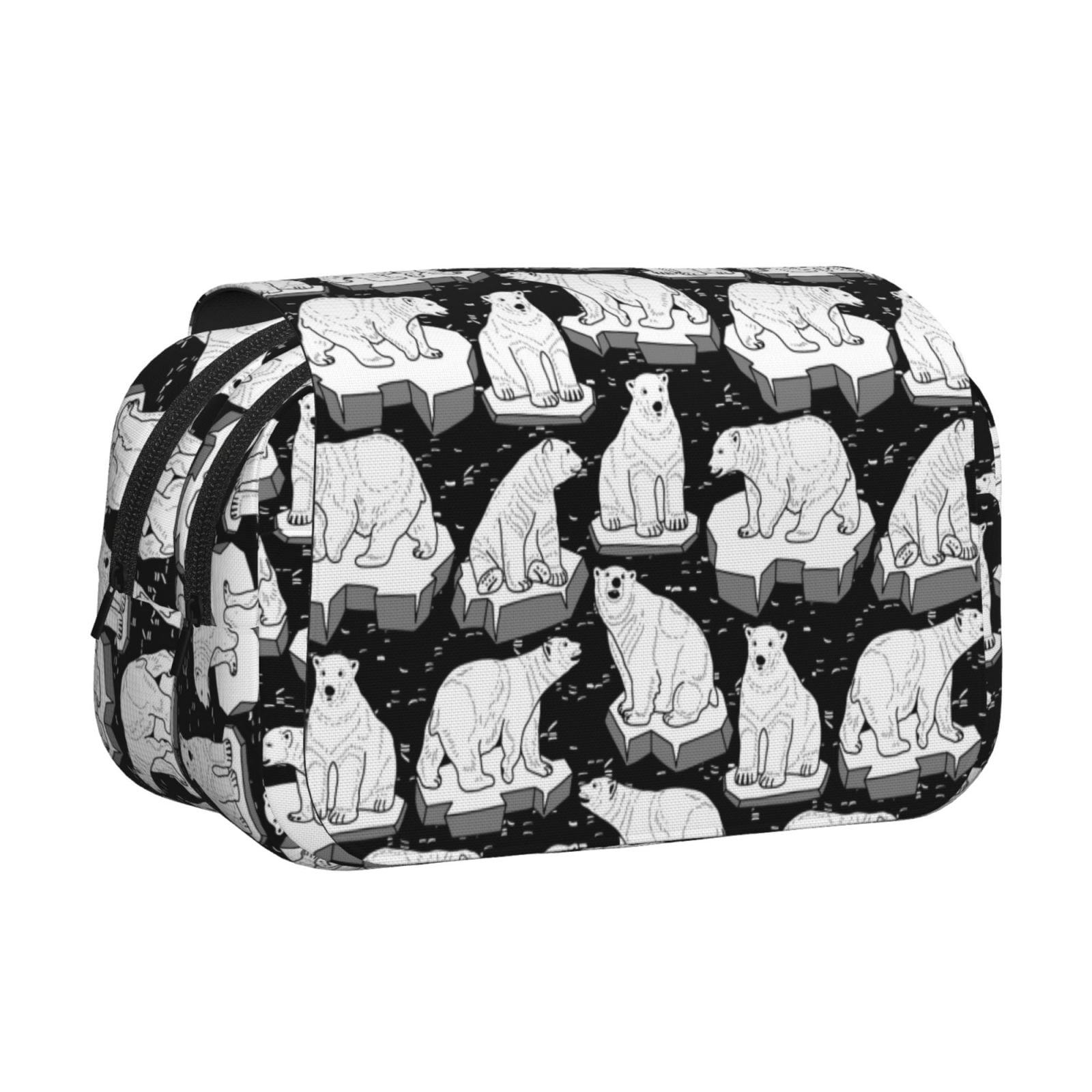 Kdxio Cute Cartoon Polar Bear for Double Compartment Pen Case Oxford Organizer with Zipper ...