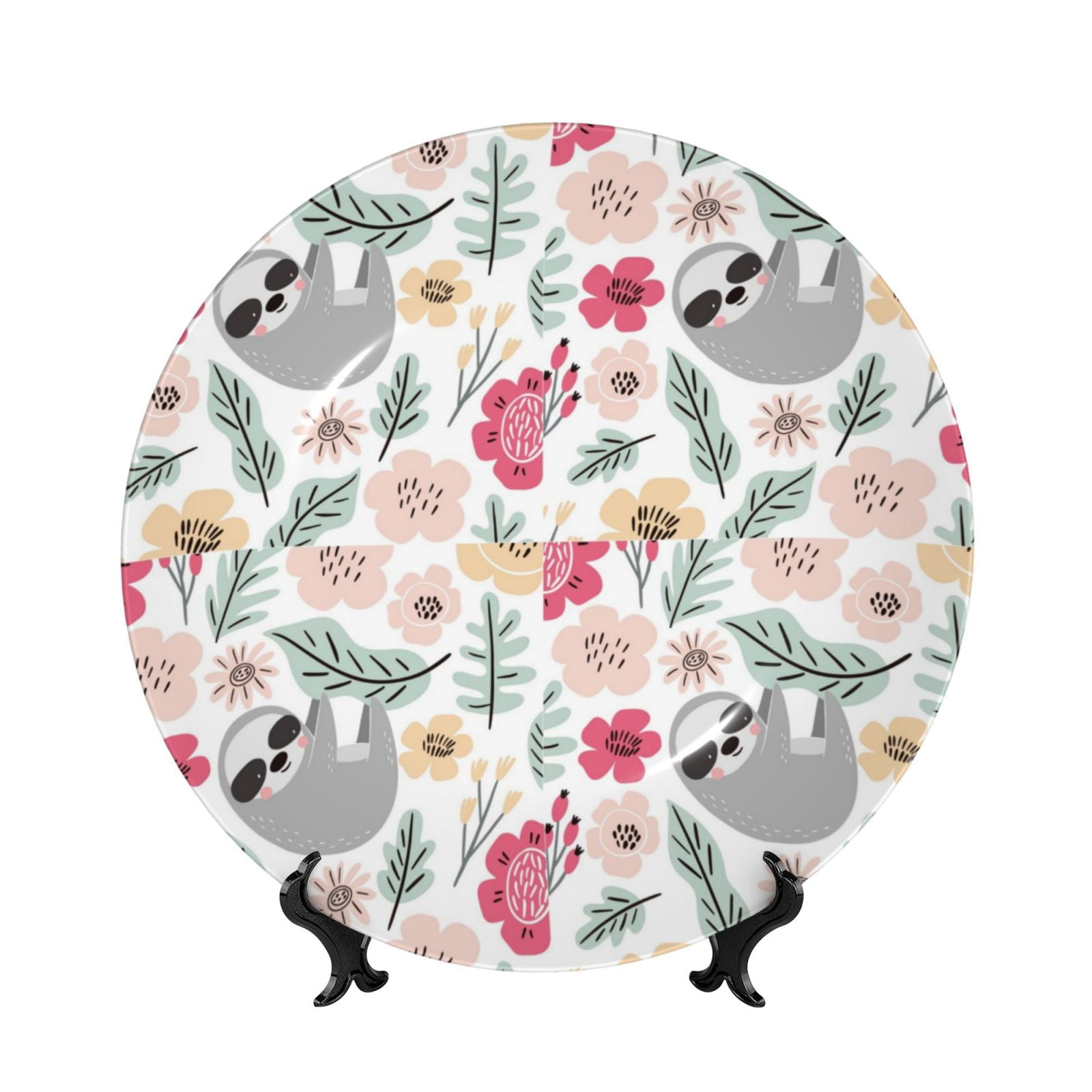 Kdxio Cute Cartoon Sloth Bone China Decorative Plate Ceramic Decorative ...