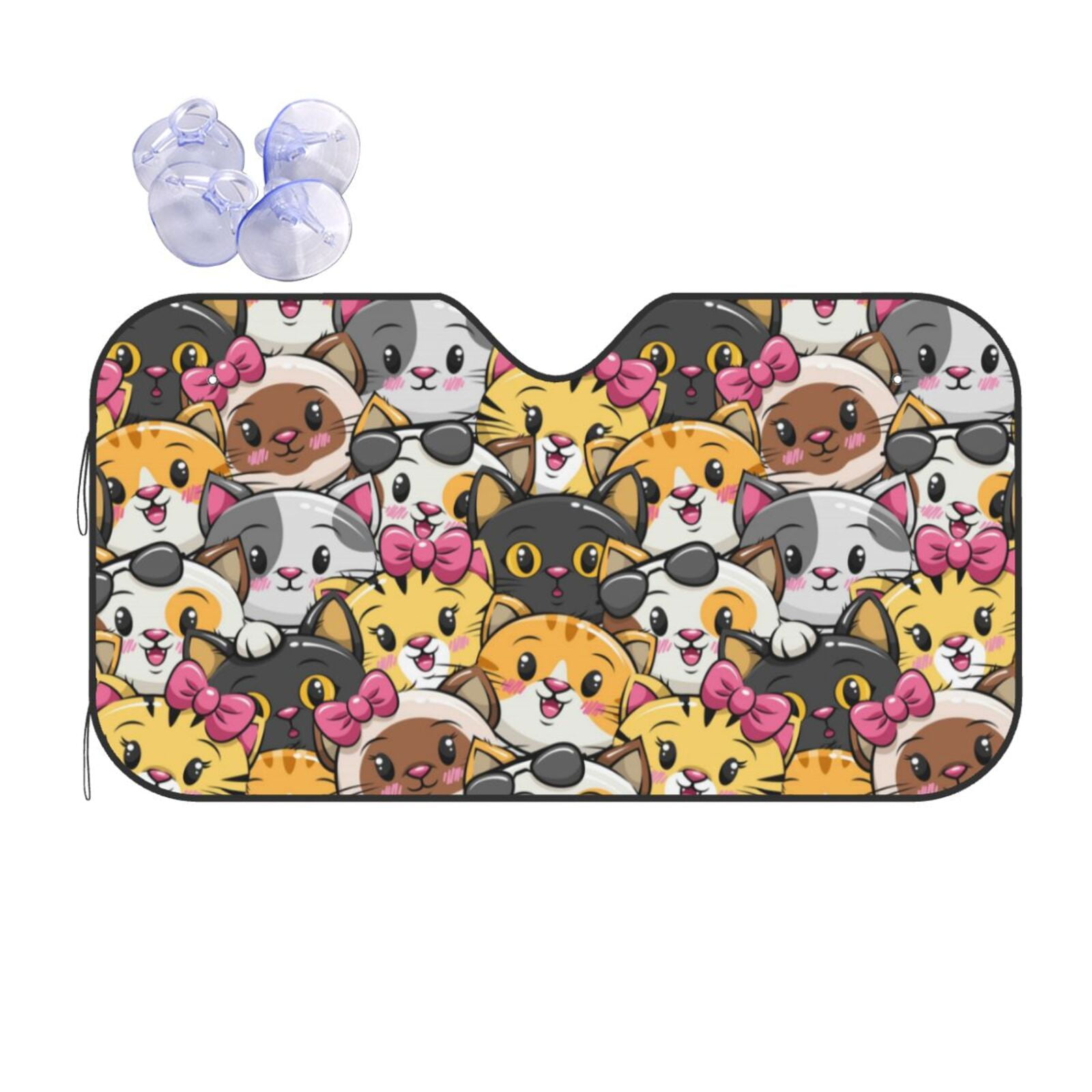 Kdxio Cute Cat Cartoon Print Front Windshield Sun Shade,Folding Auto ...