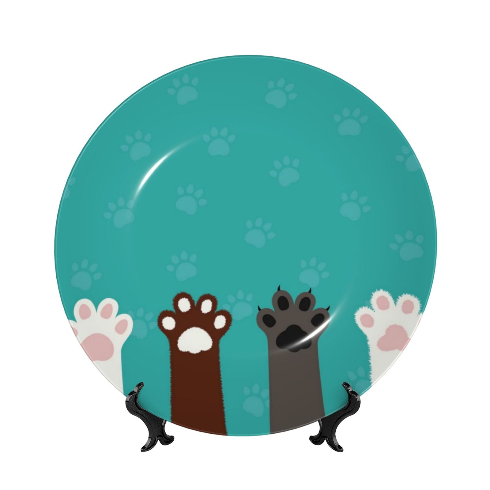 Kdxio Cute Cat Paw And Dog Bone China Decorative Plate Ceramic ...