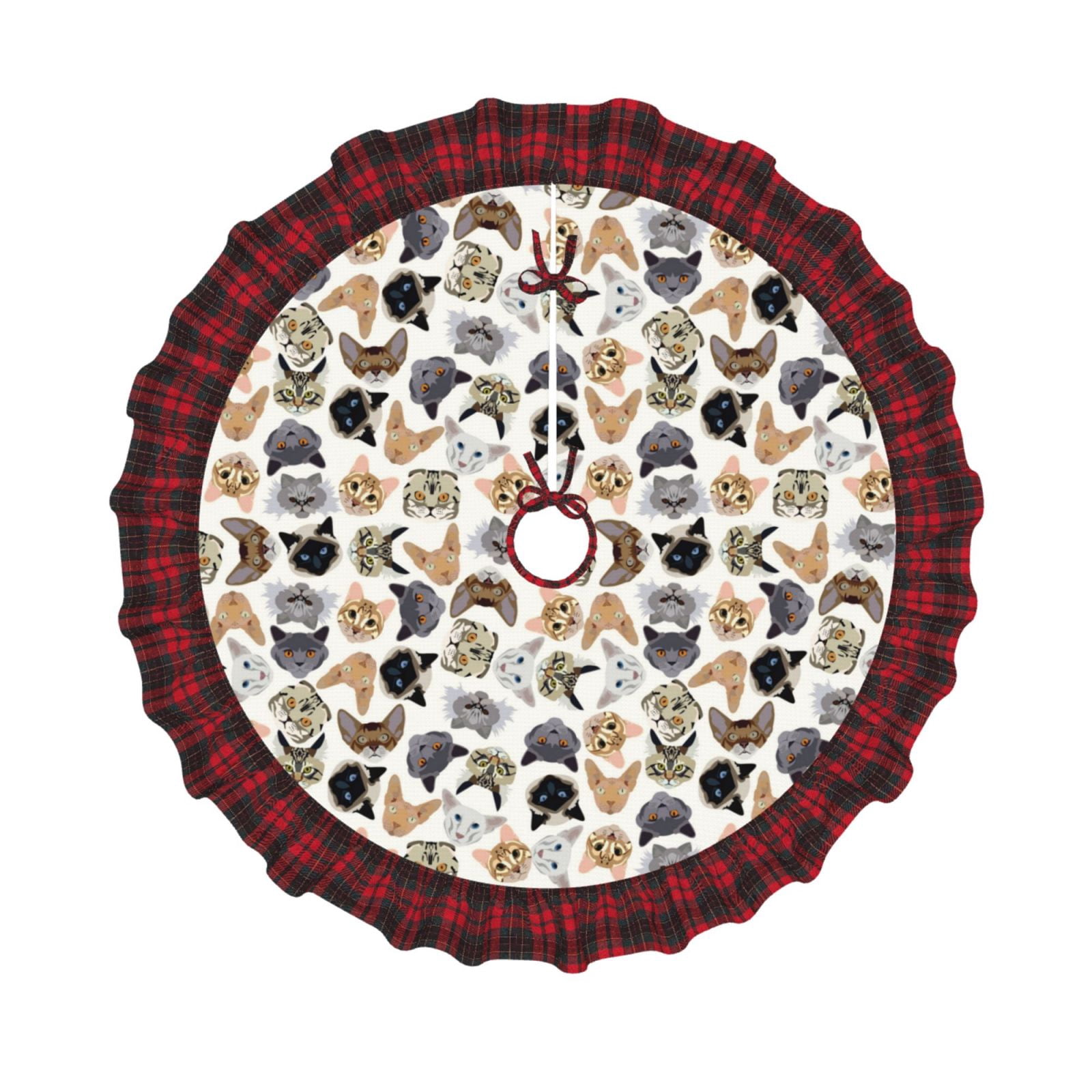 Kdxio Cute Cats Print Christmas Tree Skirt Christmas Xmas Tree Skirts ...