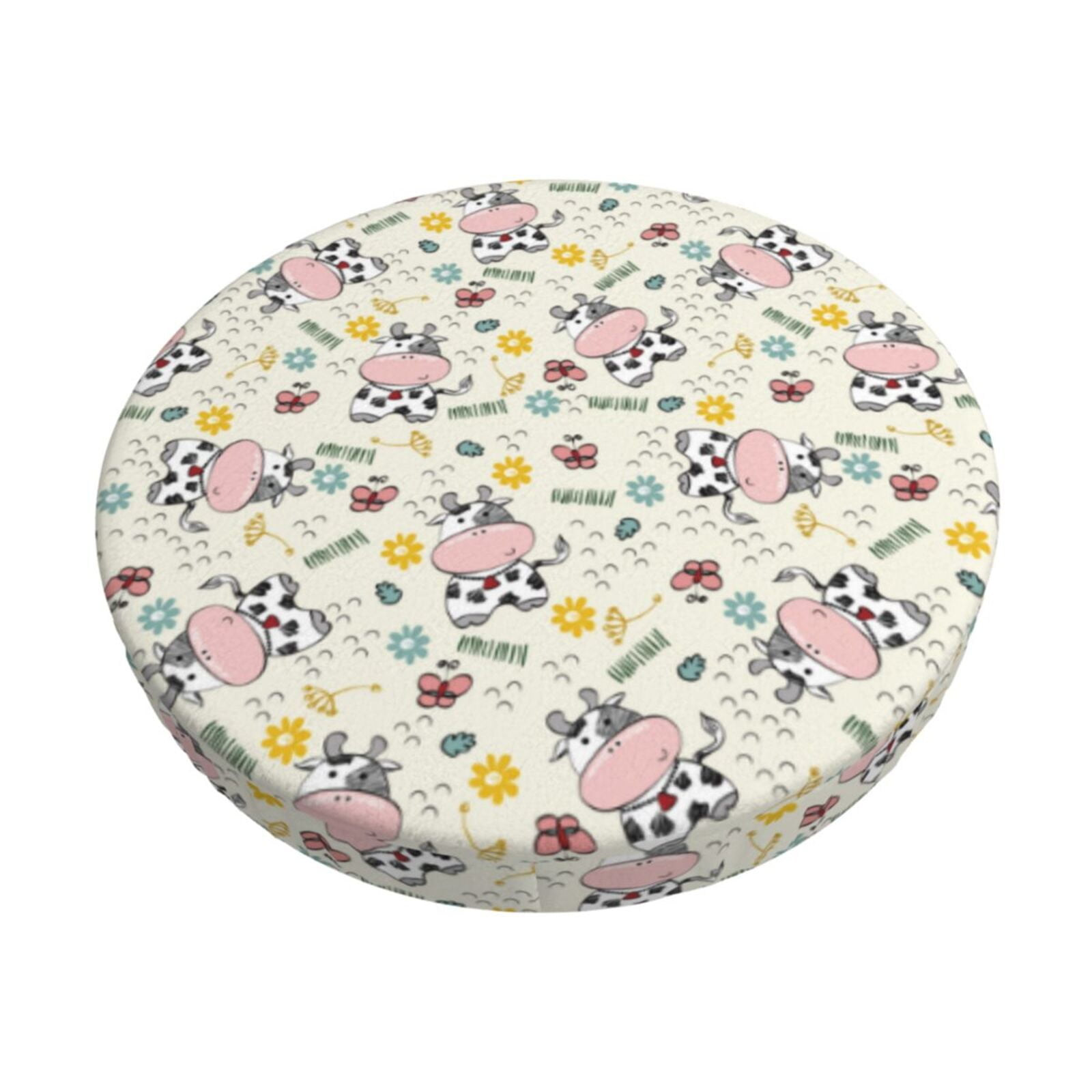 Kdxio Cute Cow Print Stool Covers Round,Stretch Round Bar Stool Covers ...
