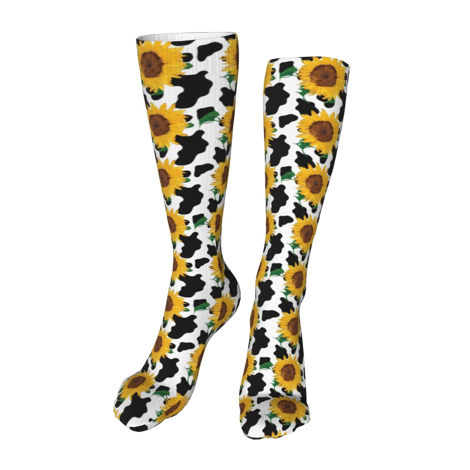 Kdxio Cute Cow Print Sunflower B Funny Silky Novelty Funky Long Knee ...