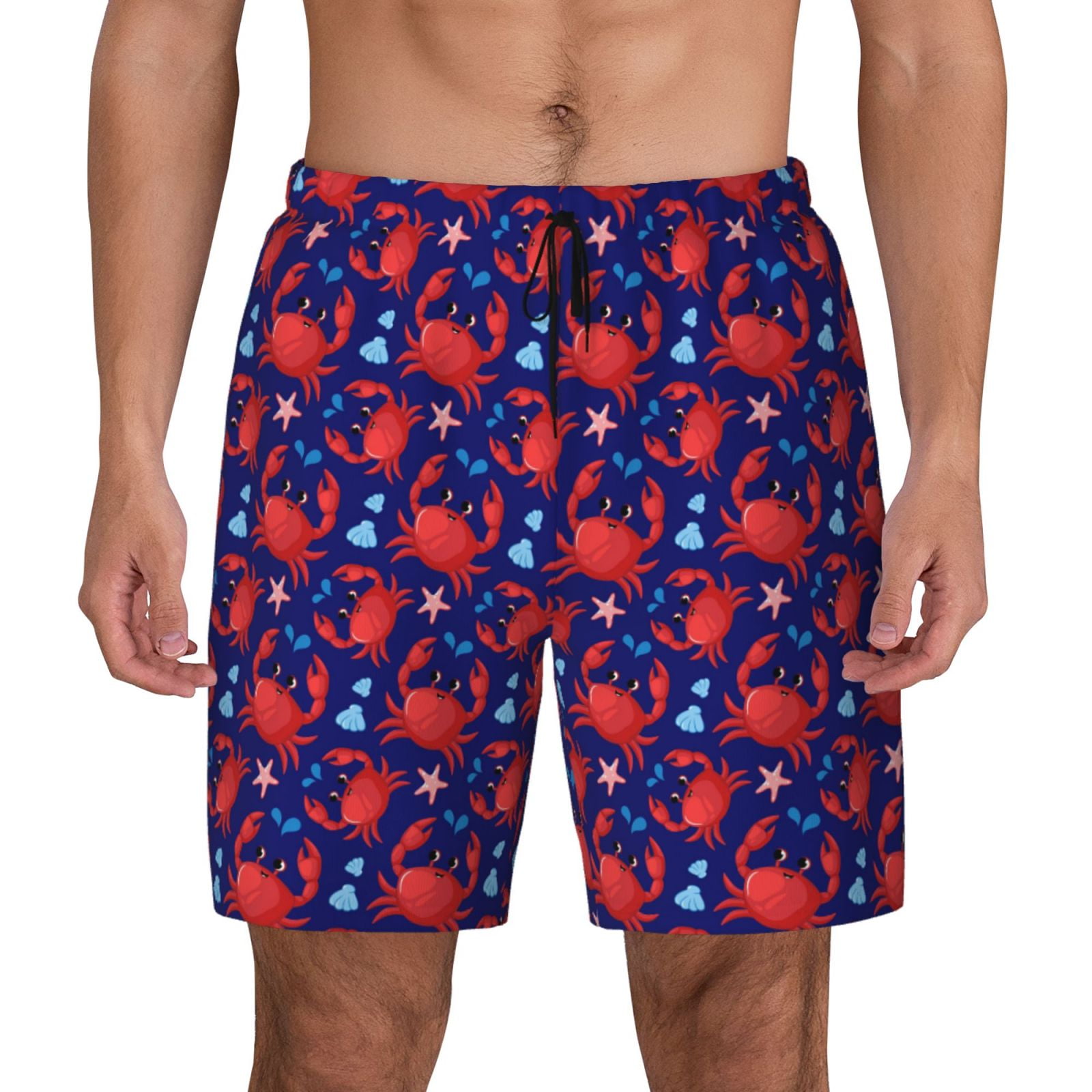 Kdxio Cute Crabs Print Men's Swim Trunks with Compression Liner 7 Inch ...