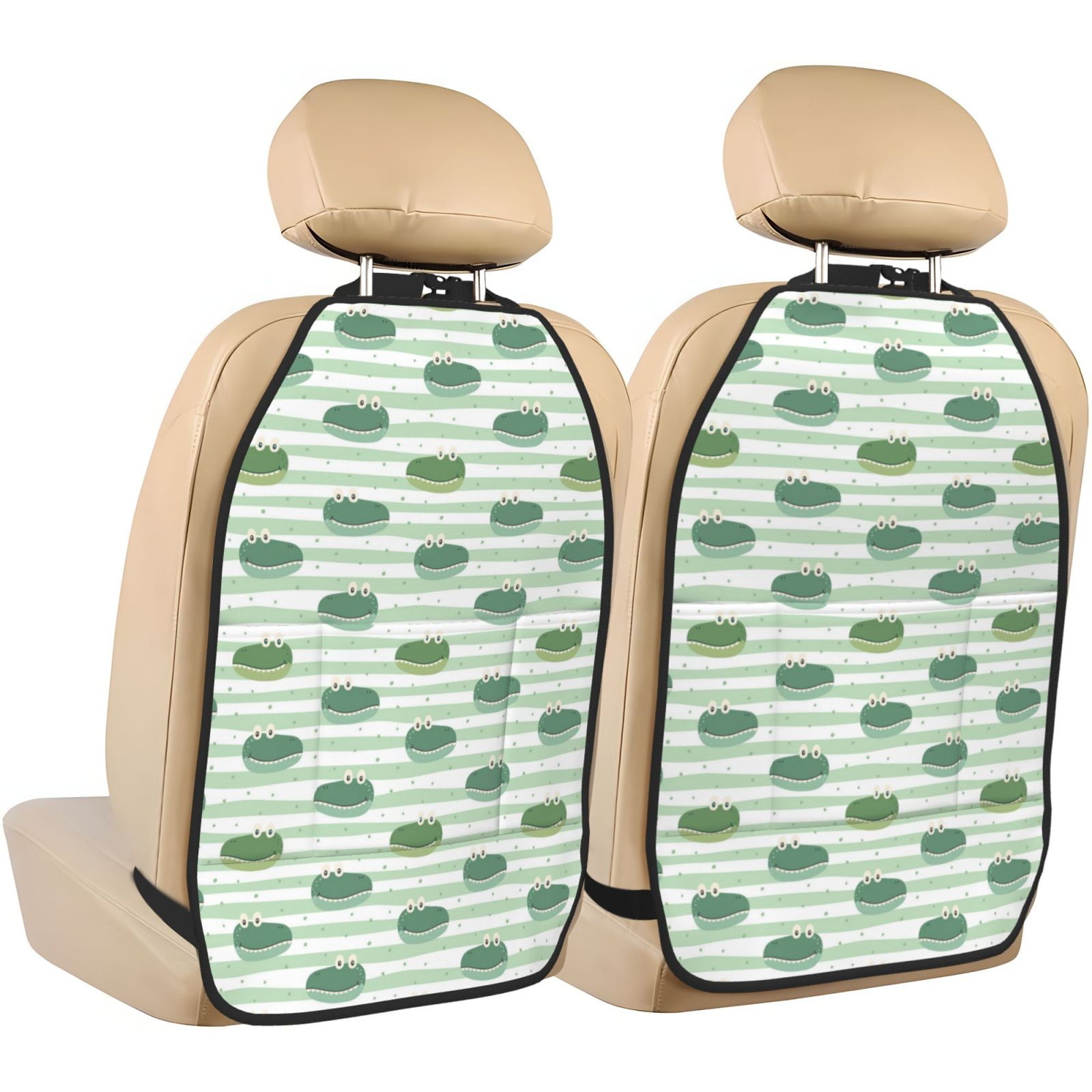 Kdxio Cute Crocodile Print 2 Pack Car Kick Mat Seat Cover Back ...