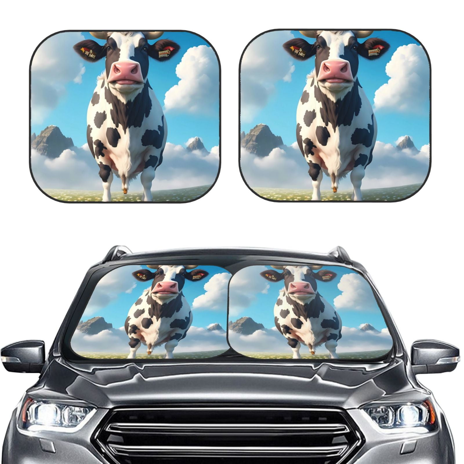 Kdxio Cute Daisy Cow A Print 2-Piece Sun Shade Front Windshield ...