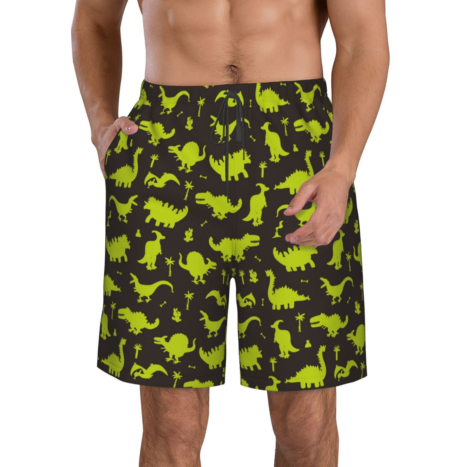Kdxio Cute Dinosaurs (2) Pattern Mens Casual Shorts - Drawstring Summer ...
