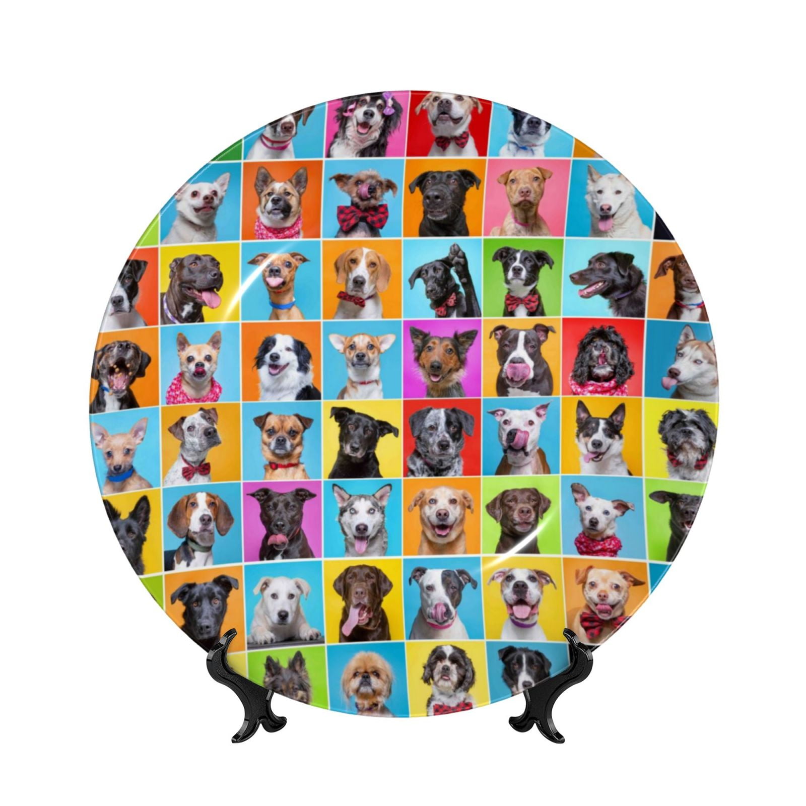 Kdxio Cute Dogs Collage Bone China Decorative Plate Ceramic Decorative ...