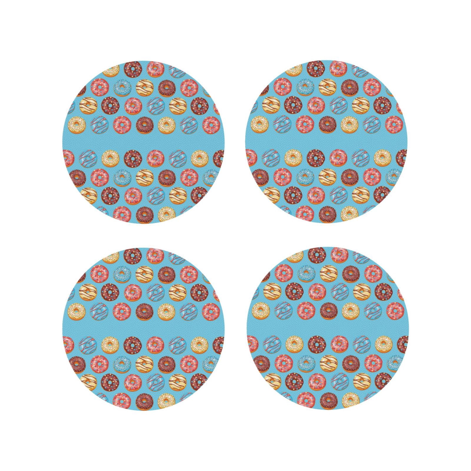Kdxio Cute Donut Funny Coasters,4 Pcs Leather Coasters,Housewarming ...
