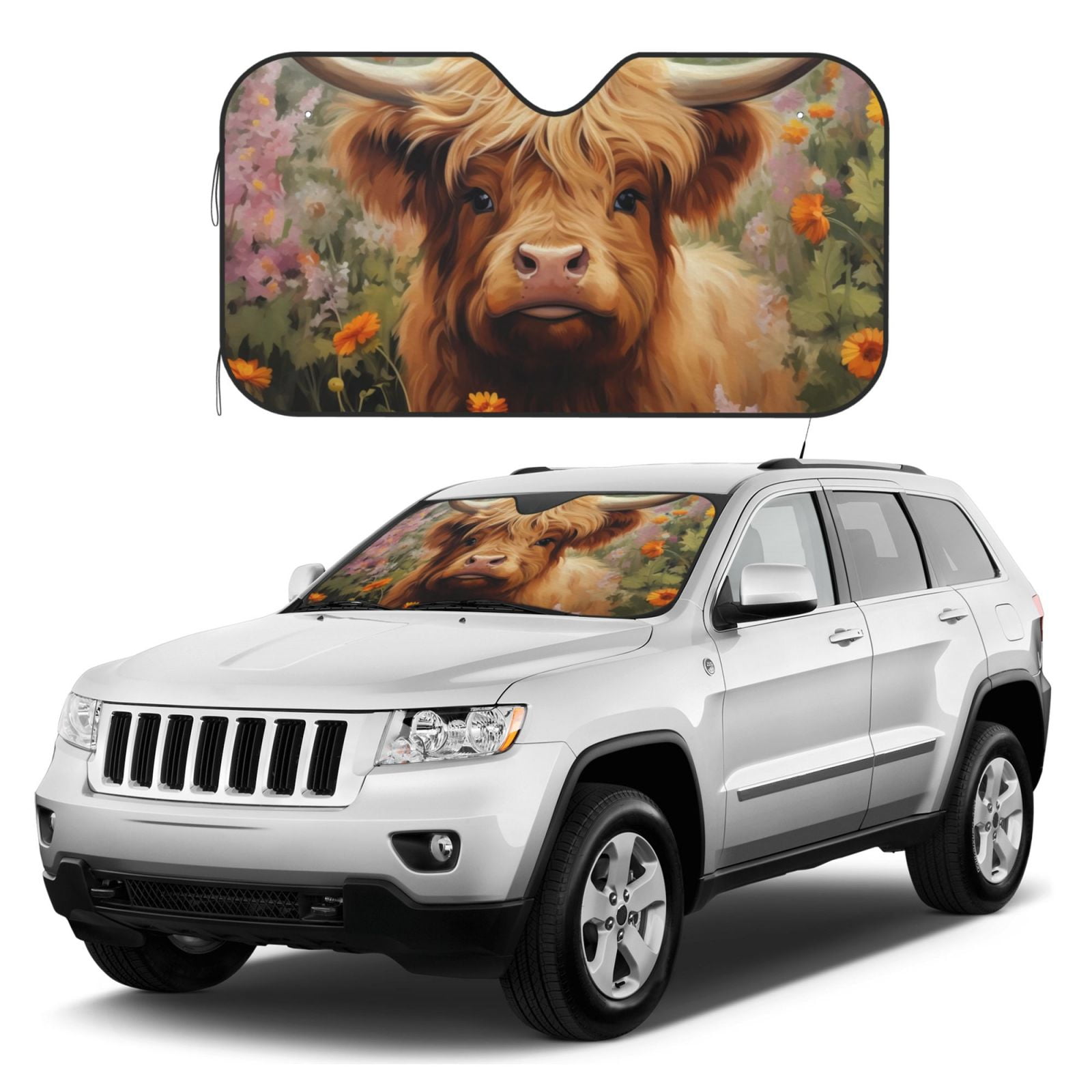 Kdxio Cute Floral Cow Print Windshield Sun Shade, Foldable Sun Blocker ...