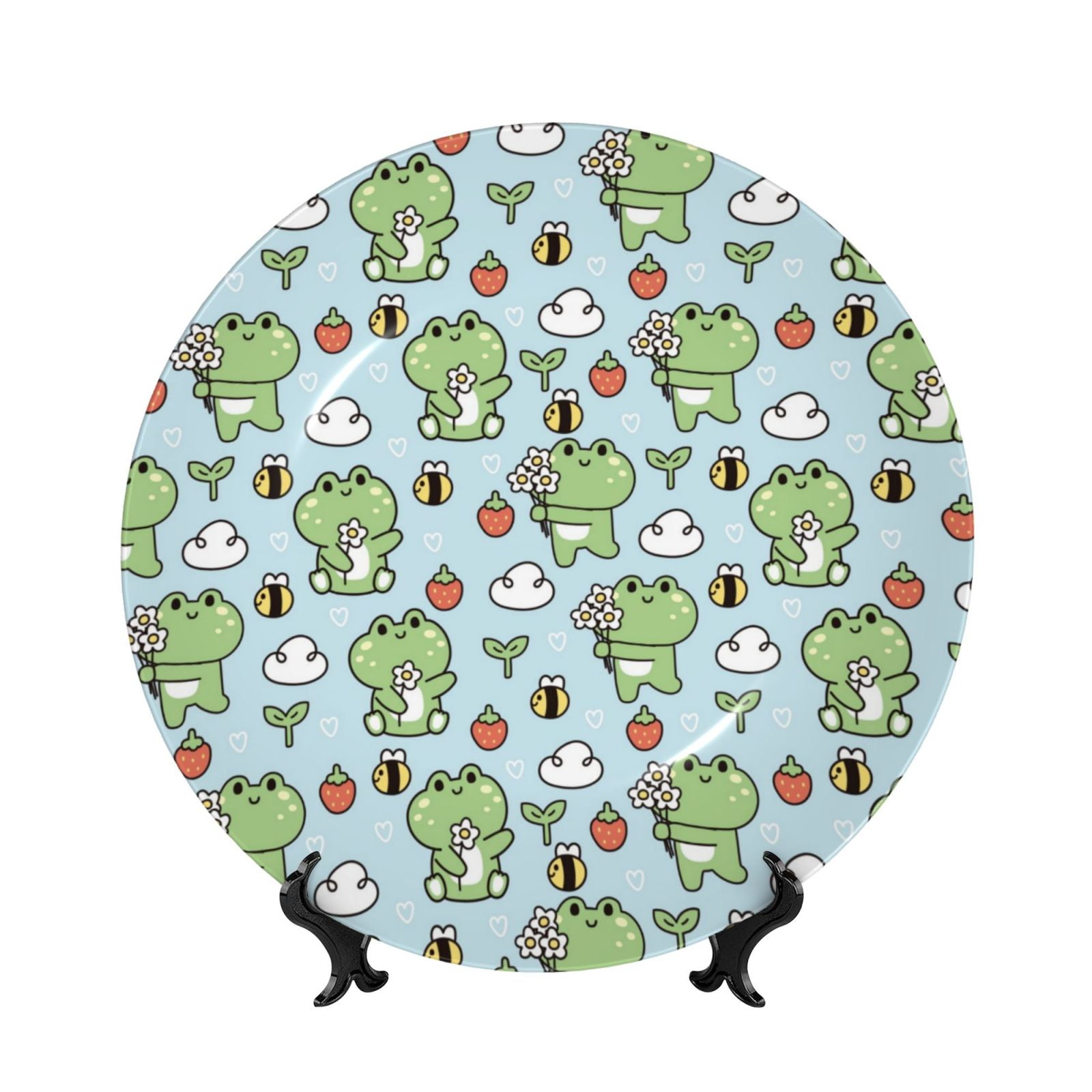 Kdxio Cute Floral Frog Bone China Decorative Plate Ceramic Decorative ...