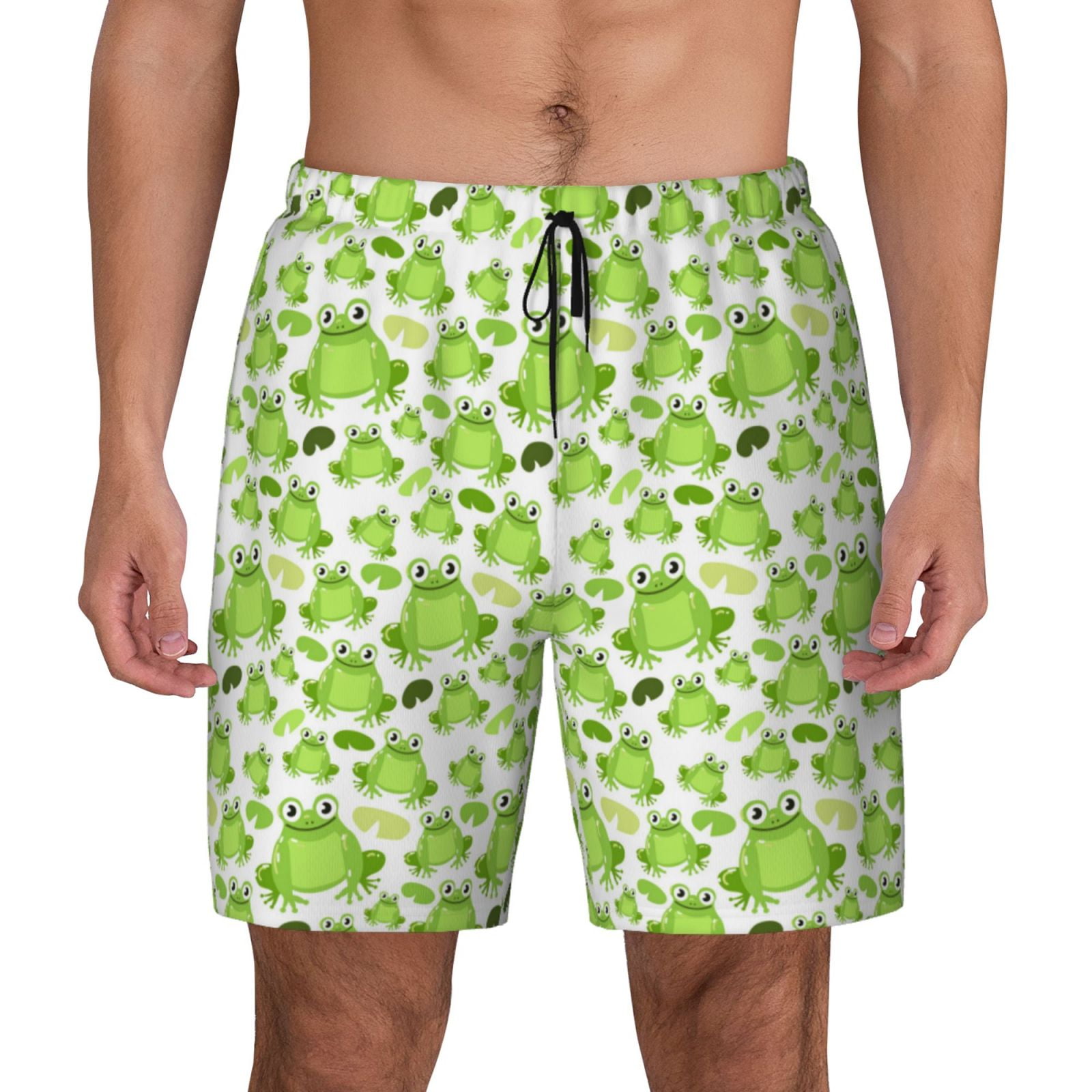 Kdxio Cute Frogs Print Men's Swim Trunks with Compression Liner 7 Inch ...