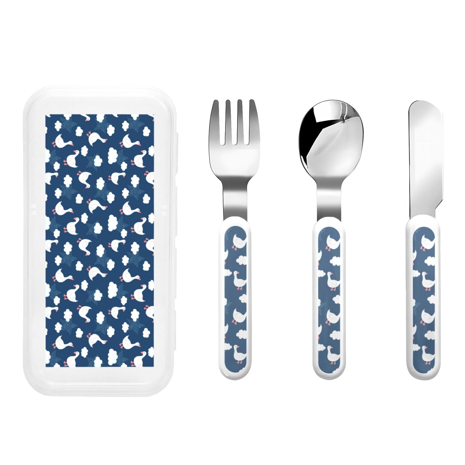 Kdxio Cute Goose On Blue Sky Toddler Utensils Set - Kids Silverware Set ...