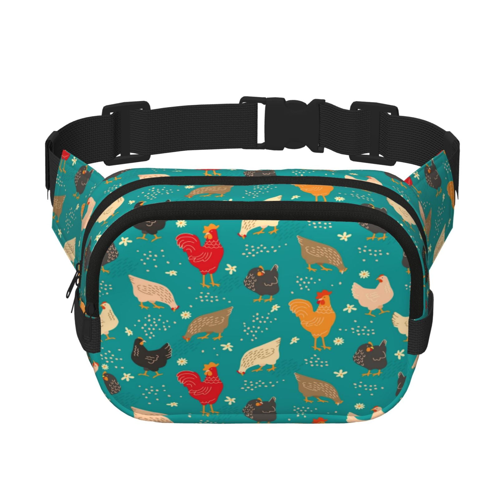 Kdxio Cute Hens And Rooster Crossbody Double Layer Waist Bag Belt Bag ...