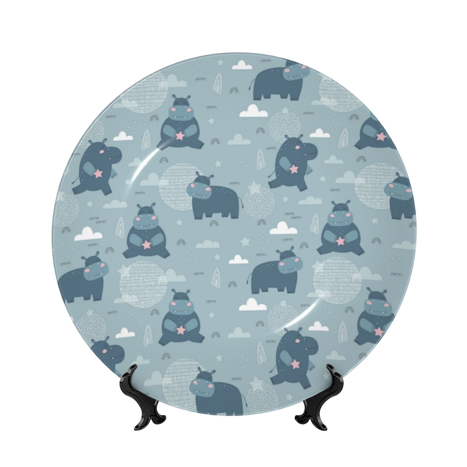 Kdxio Cute Hippopotamus Bone China Decorative Plate Ceramic Decorative ...
