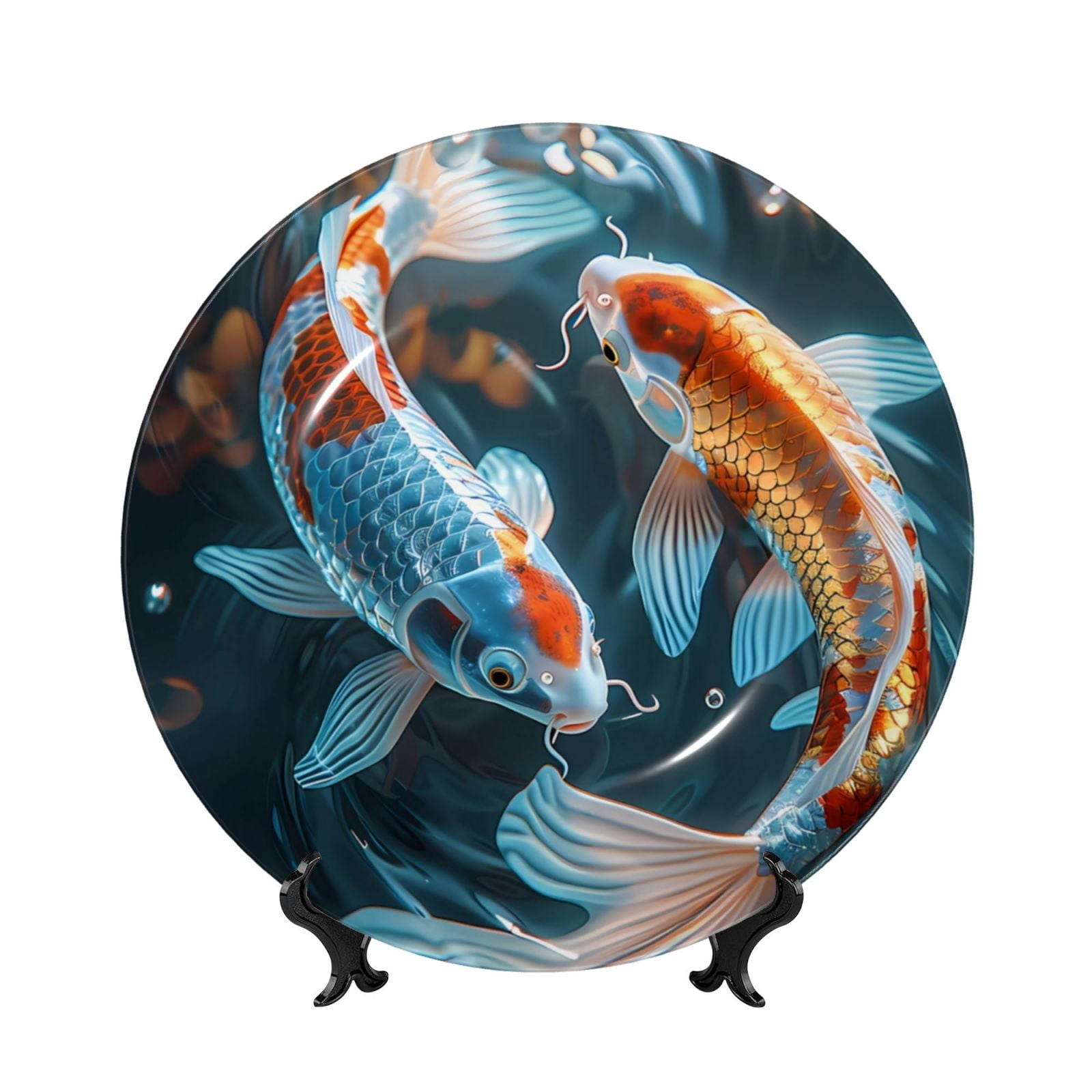 Kdxio Cute Koi Fish Serenity Bone China Decorative Plate Ceramic ...