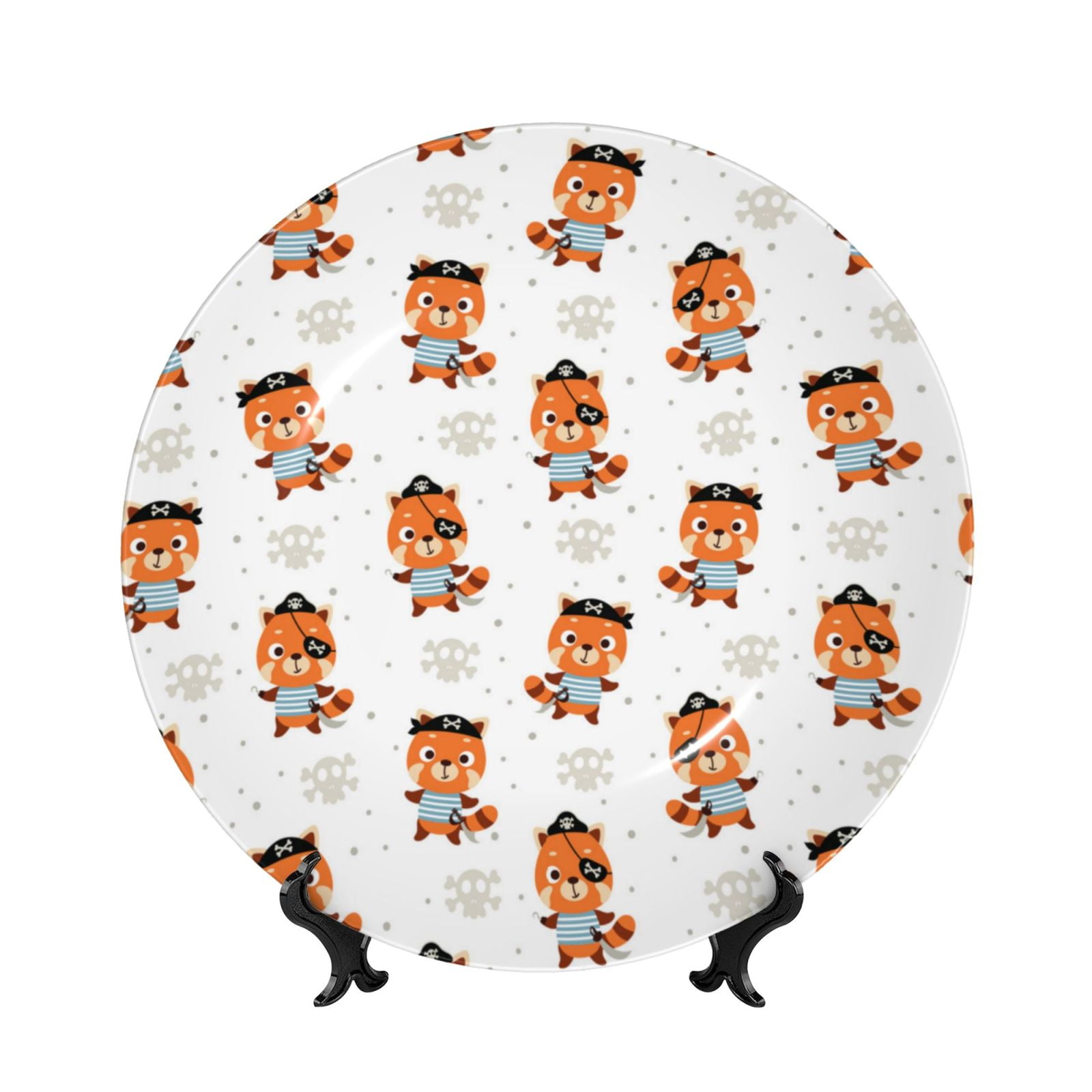 Kdxio Cute Little Pirate Red Panda Bone China Decorative Plate Ceramic ...