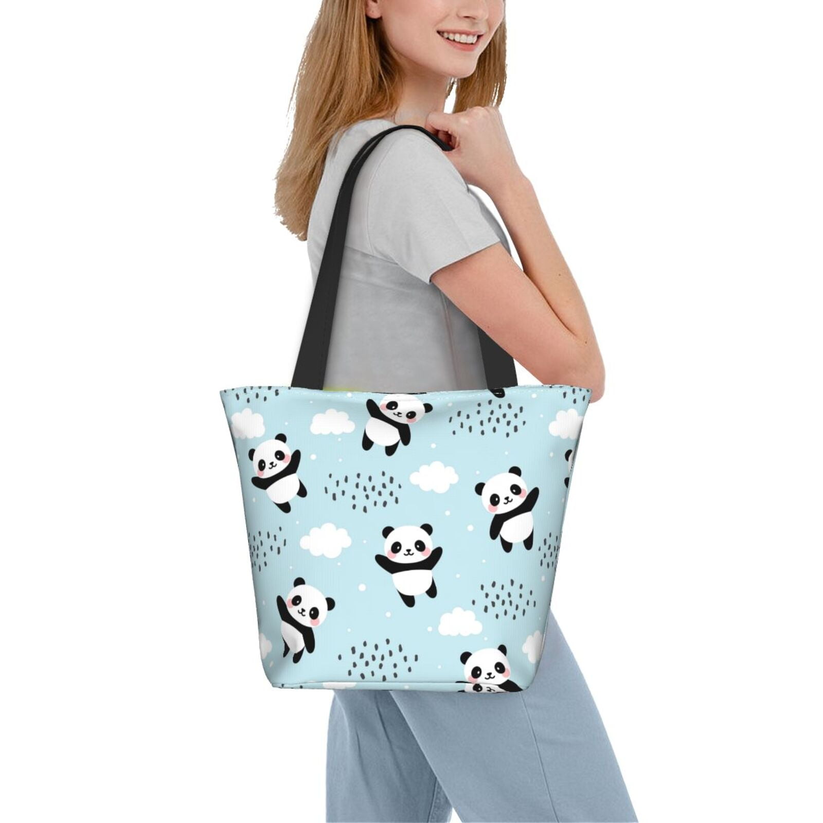 Kdxio Cute Panda Bear Women Reusable Grocery Bags Foldable Ripstop ...