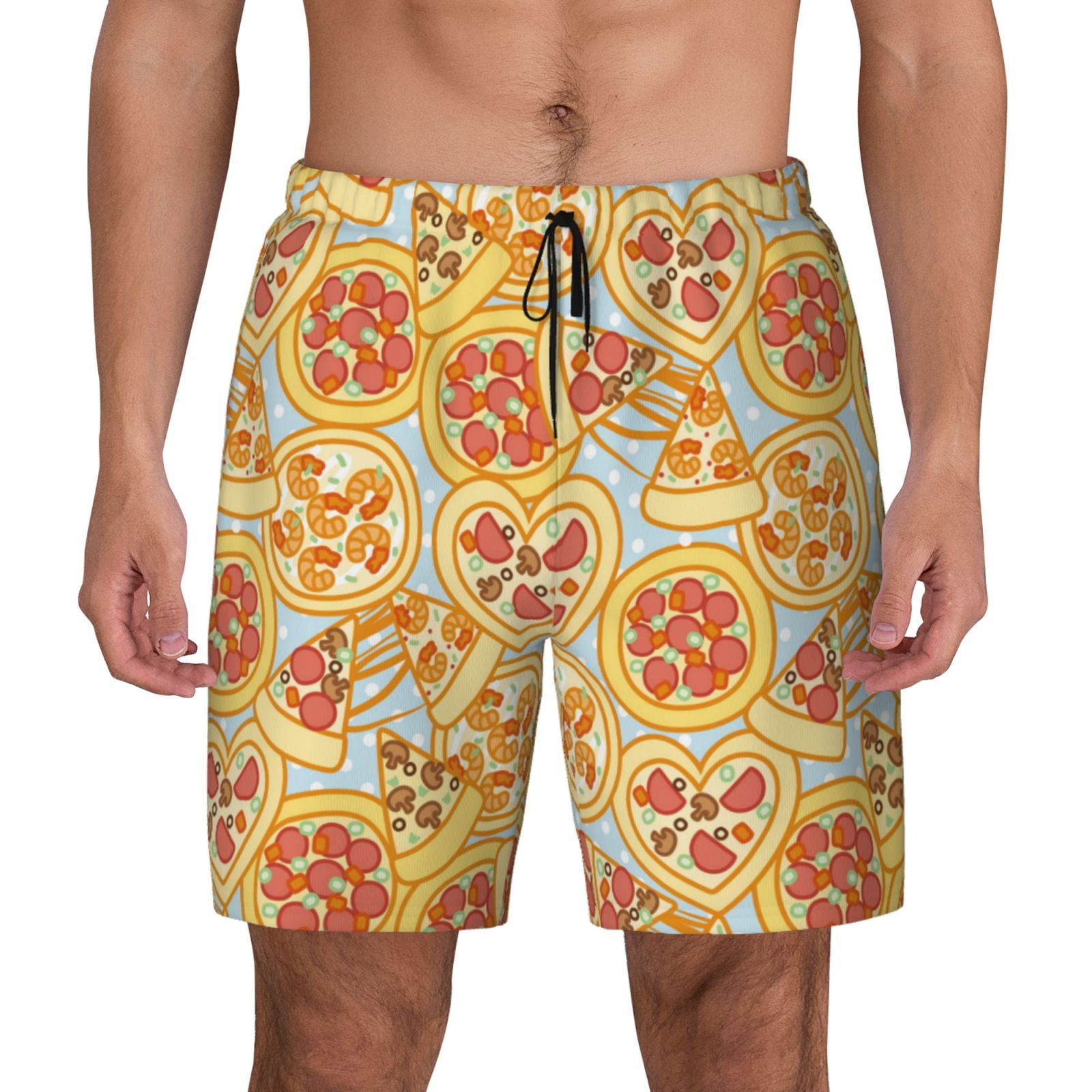 Kdxio Cute Pizza In Various Print Men's Swim Trunks with Compression ...
