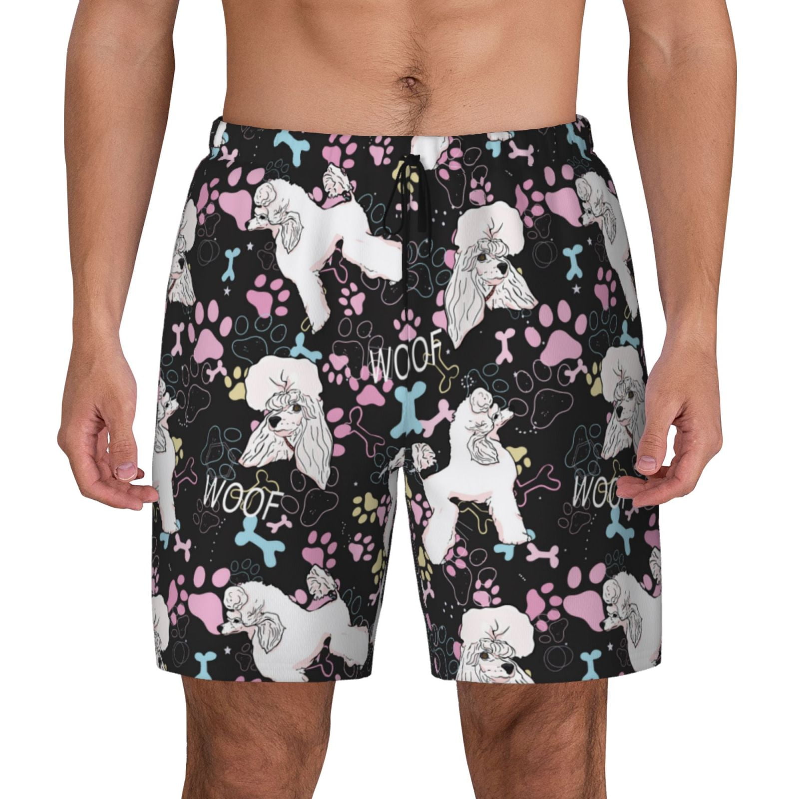 Kdxio Cute Poodle Dog Print Men's Swim Trunks with Compression Liner 7 ...