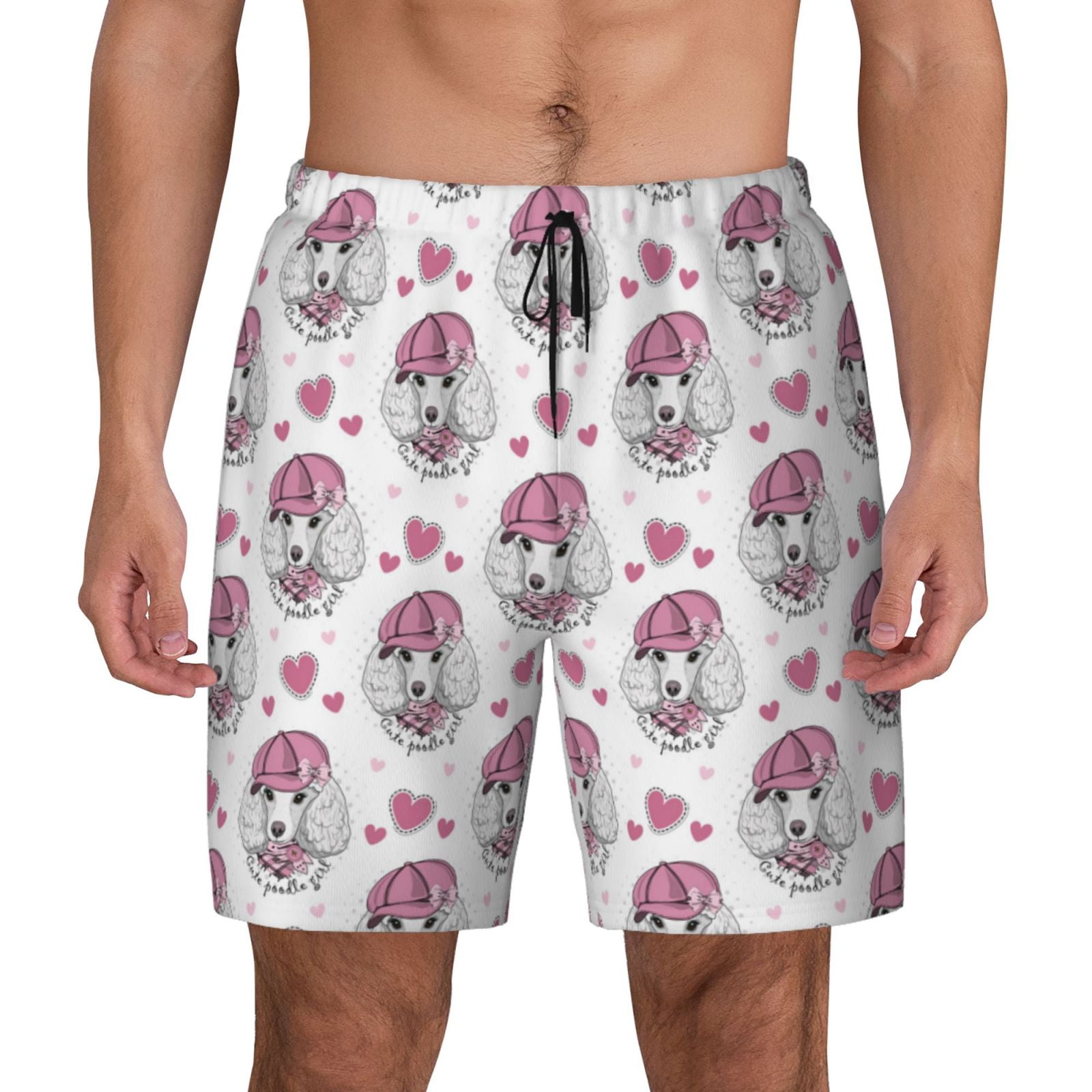 Kdxio Cute Poodle Dog Print Men's Swim Trunks with Compression Liner 7 ...