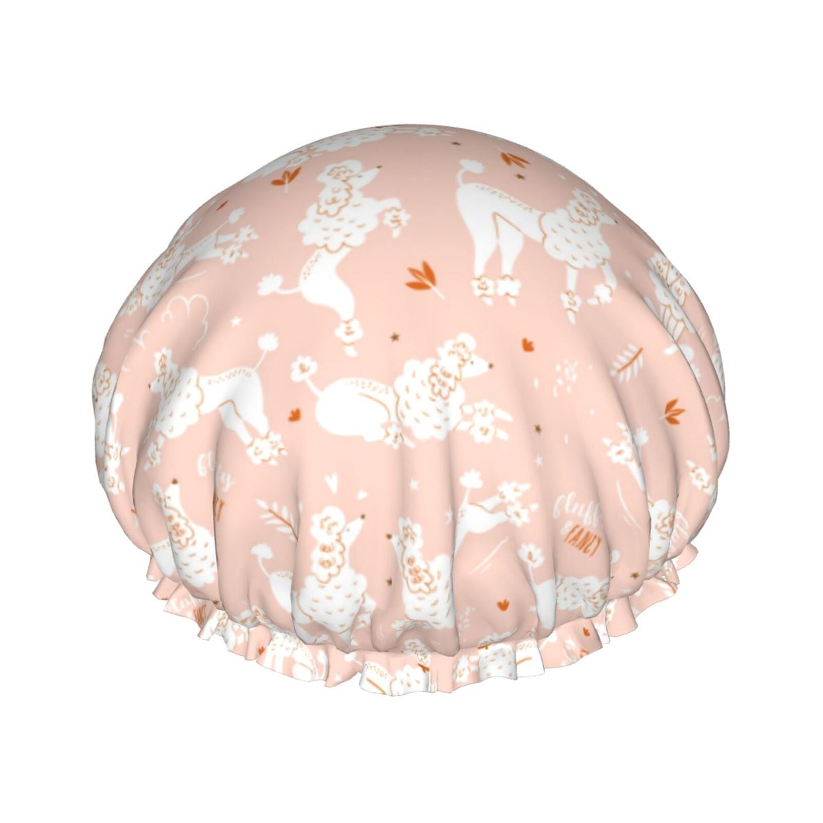 Kdxio Cute Poodle Dog Print Shower Cap for Women,Elastic and Reusable ...