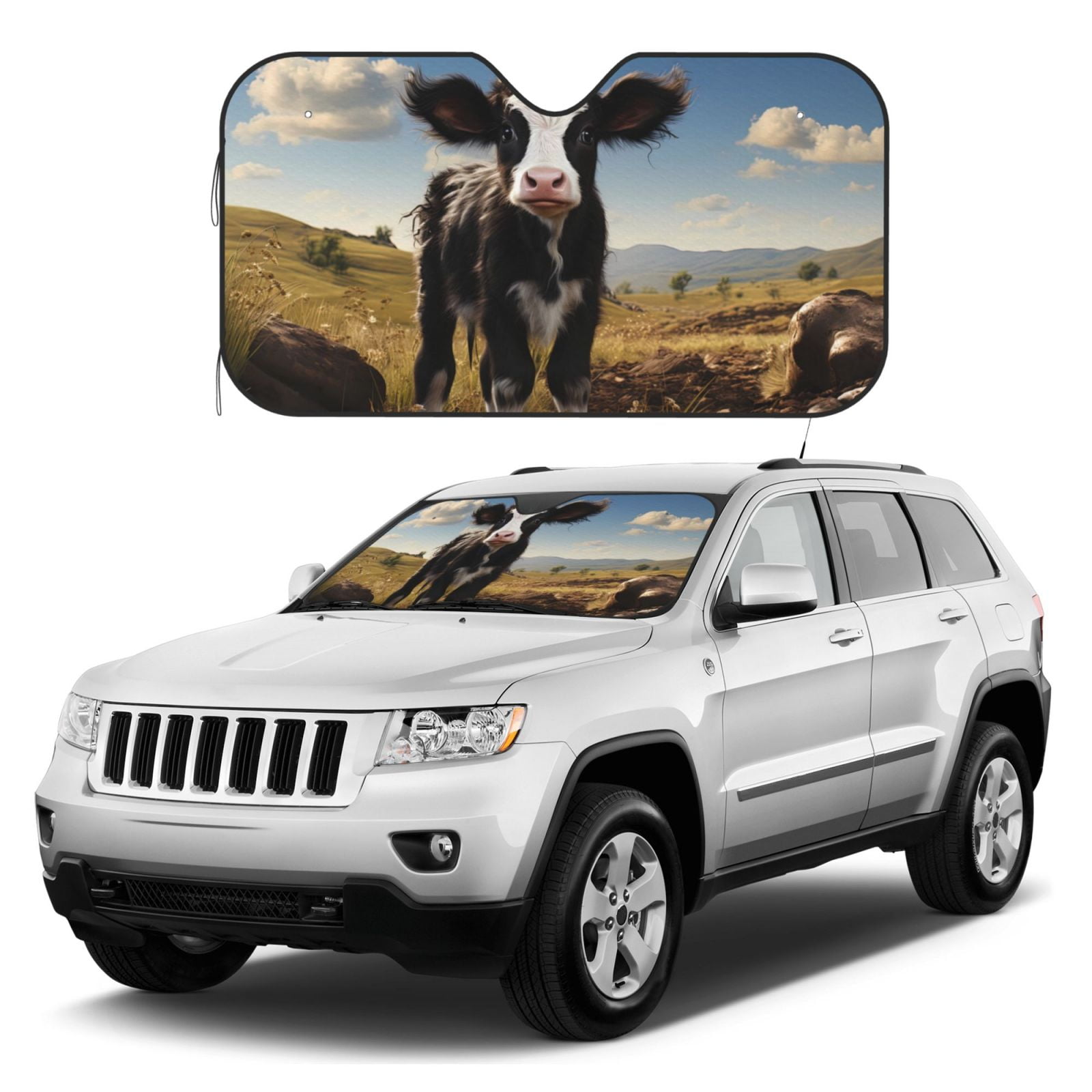 Kdxio Cute Prairie Cow Print Windshield Sun Shade, Foldable Sun Blocker ...