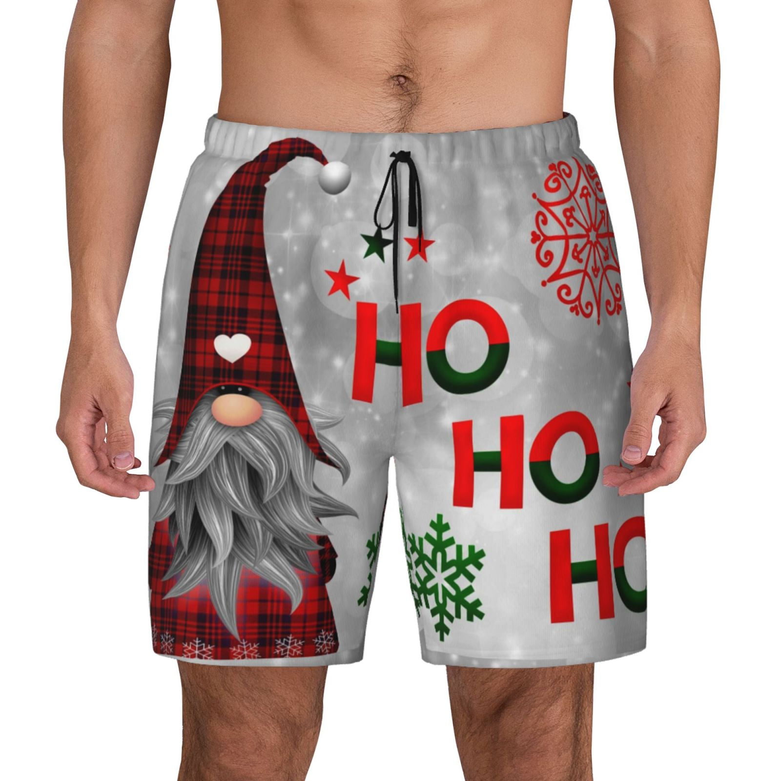 Kdxio Cute Santa Print Men'S Swim Trunks With Compression Liner 7 Inch ...