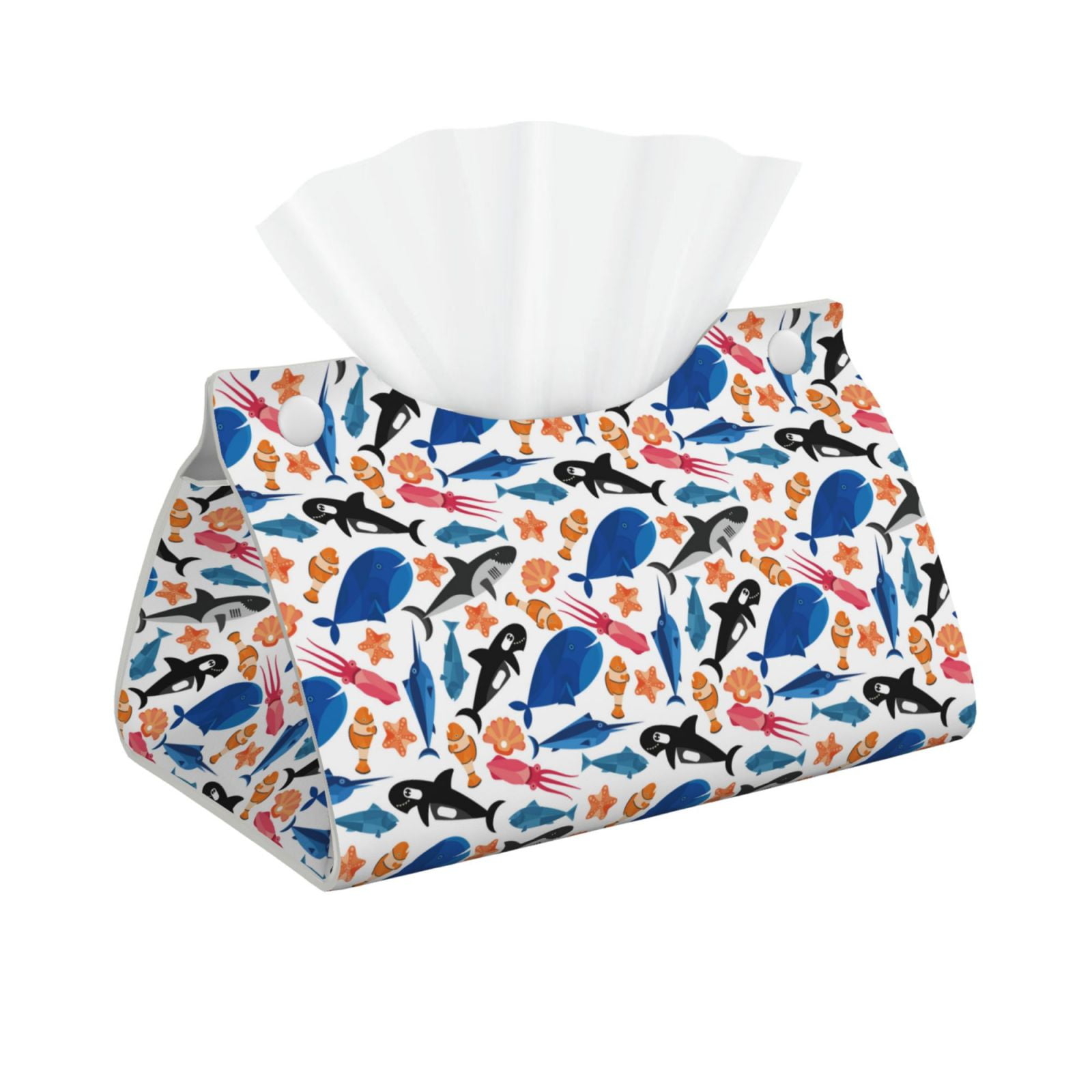 Kdxio Cute Sea Animals Print Tissue Box Cover,Modern PU Leather ...
