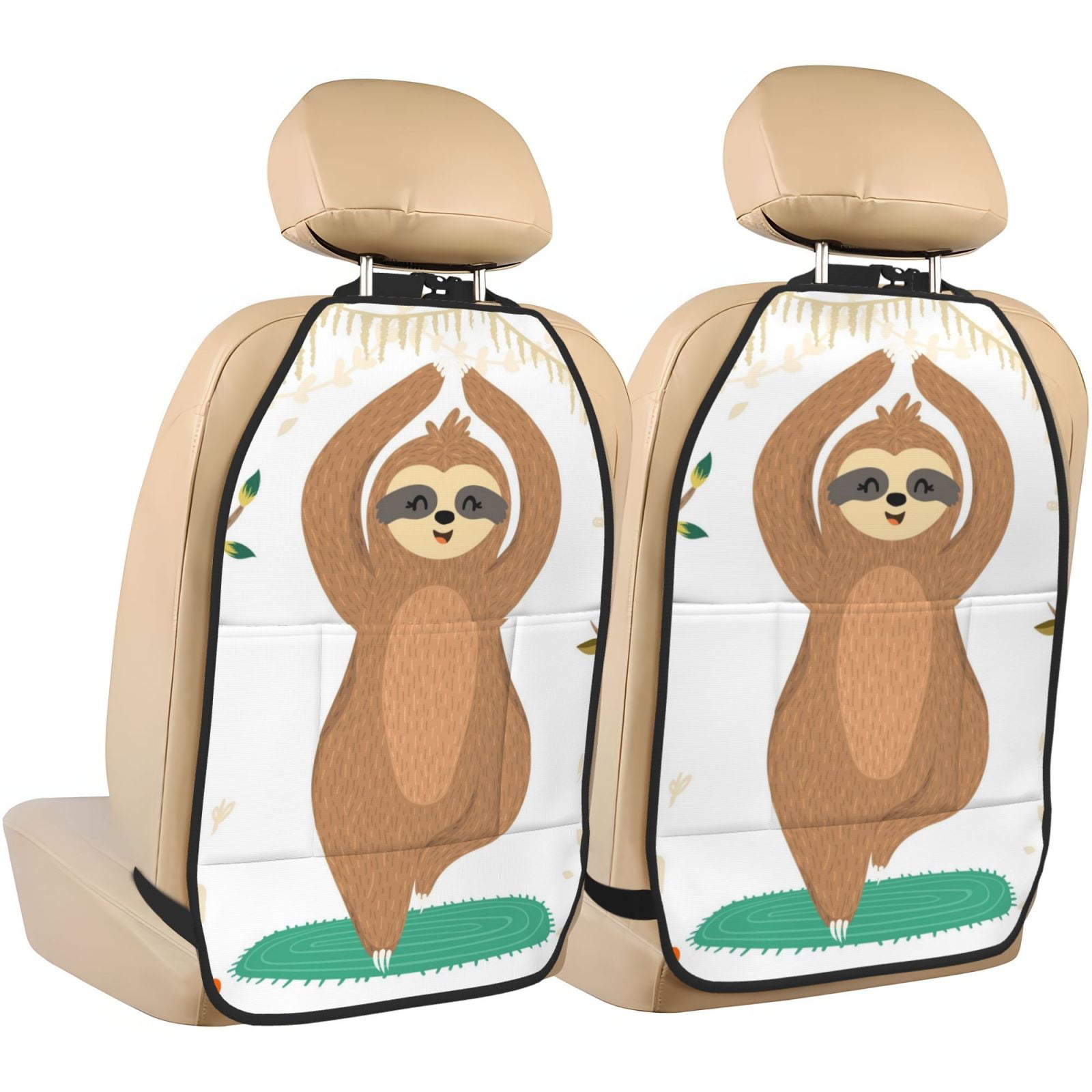 Kdxio Cute Sloth In Yoga Pose Tree Print 2 Pack Car Kick Mat Seat Cover ...