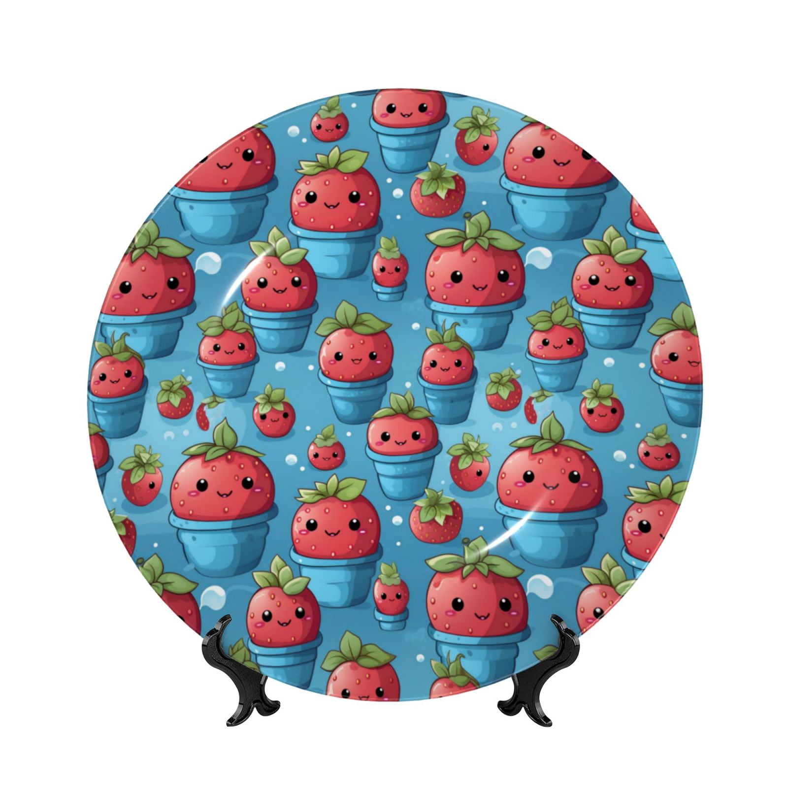 Kdxio Cute Strawberry Flower Pot Bone China Decorative Plate Ceramic ...