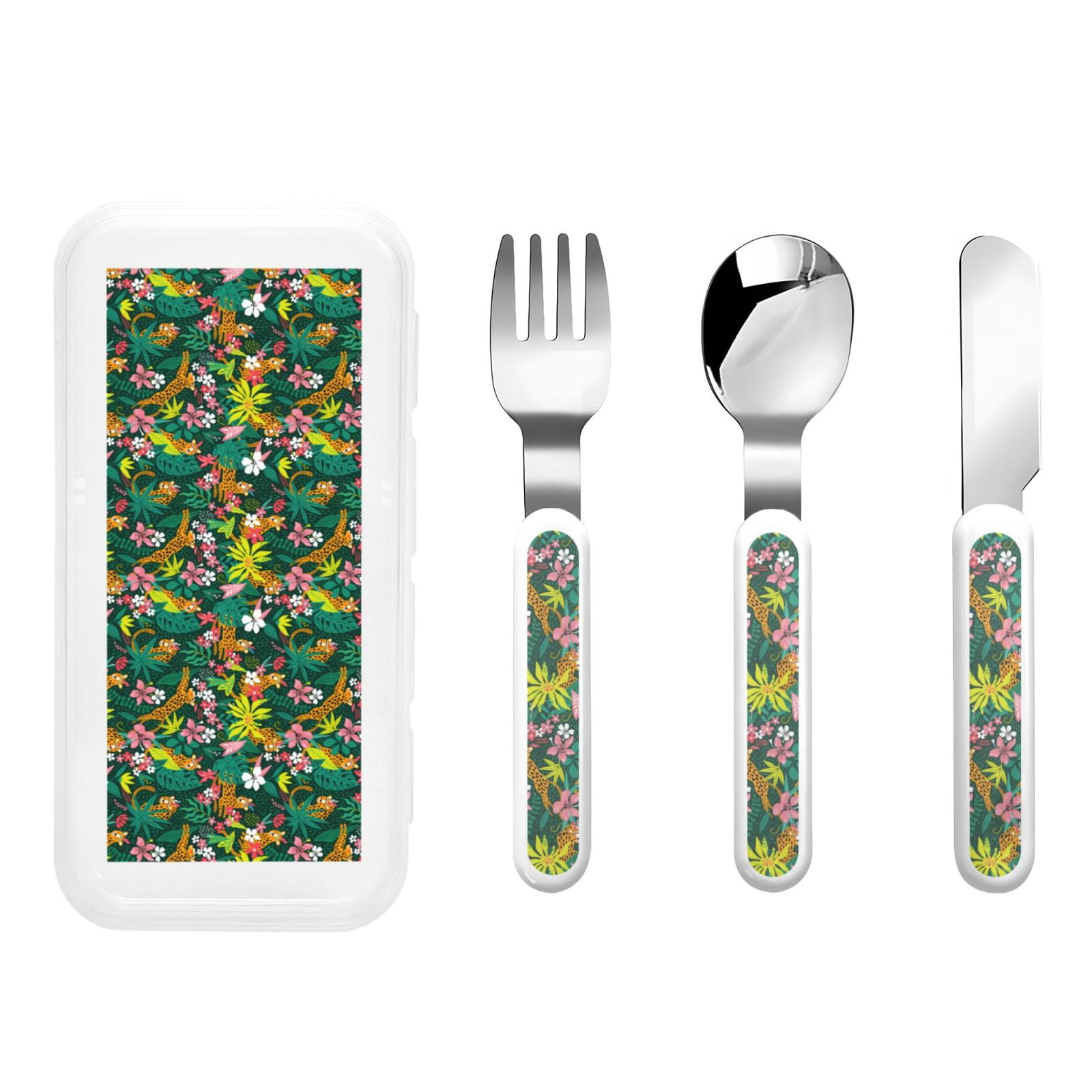 Kdxio Cute Tribal Leopards Toddler Utensils Set - Kids Silverware Set ...