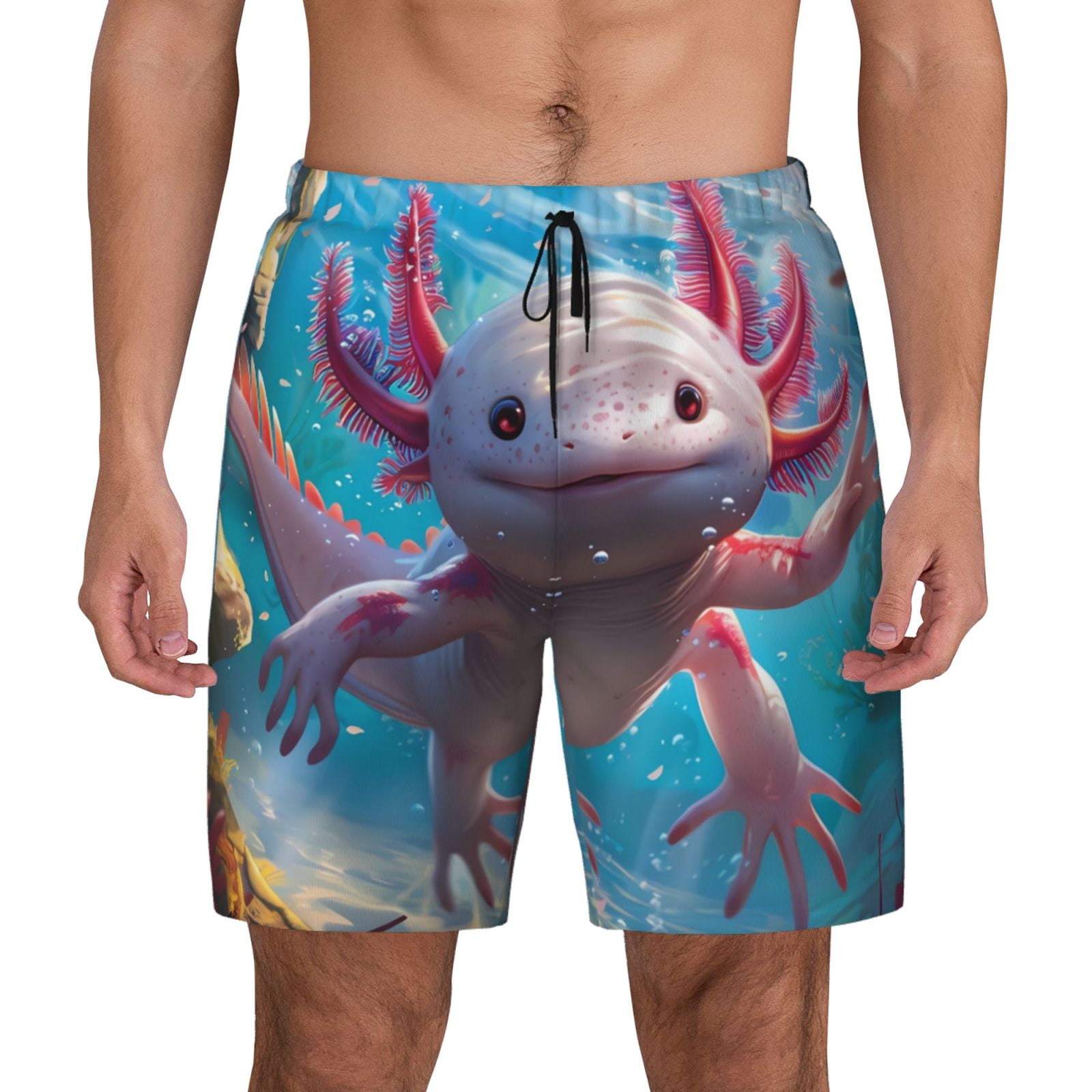 Kdxio Cute Underwater Axolotl Print Men's Swim Trunks with Compression ...