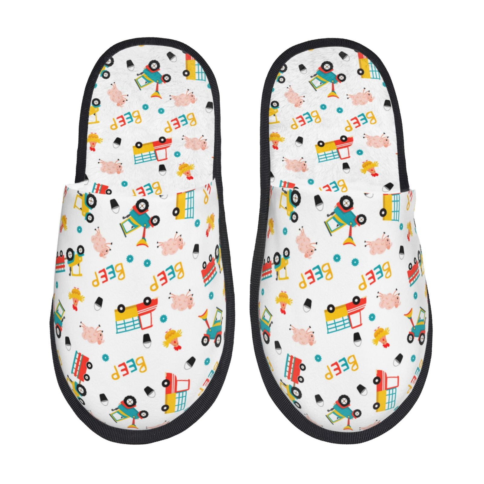 Kdxio Cute tractor and vehicle Slippers Fuzzy House Slippers, Cozy ...