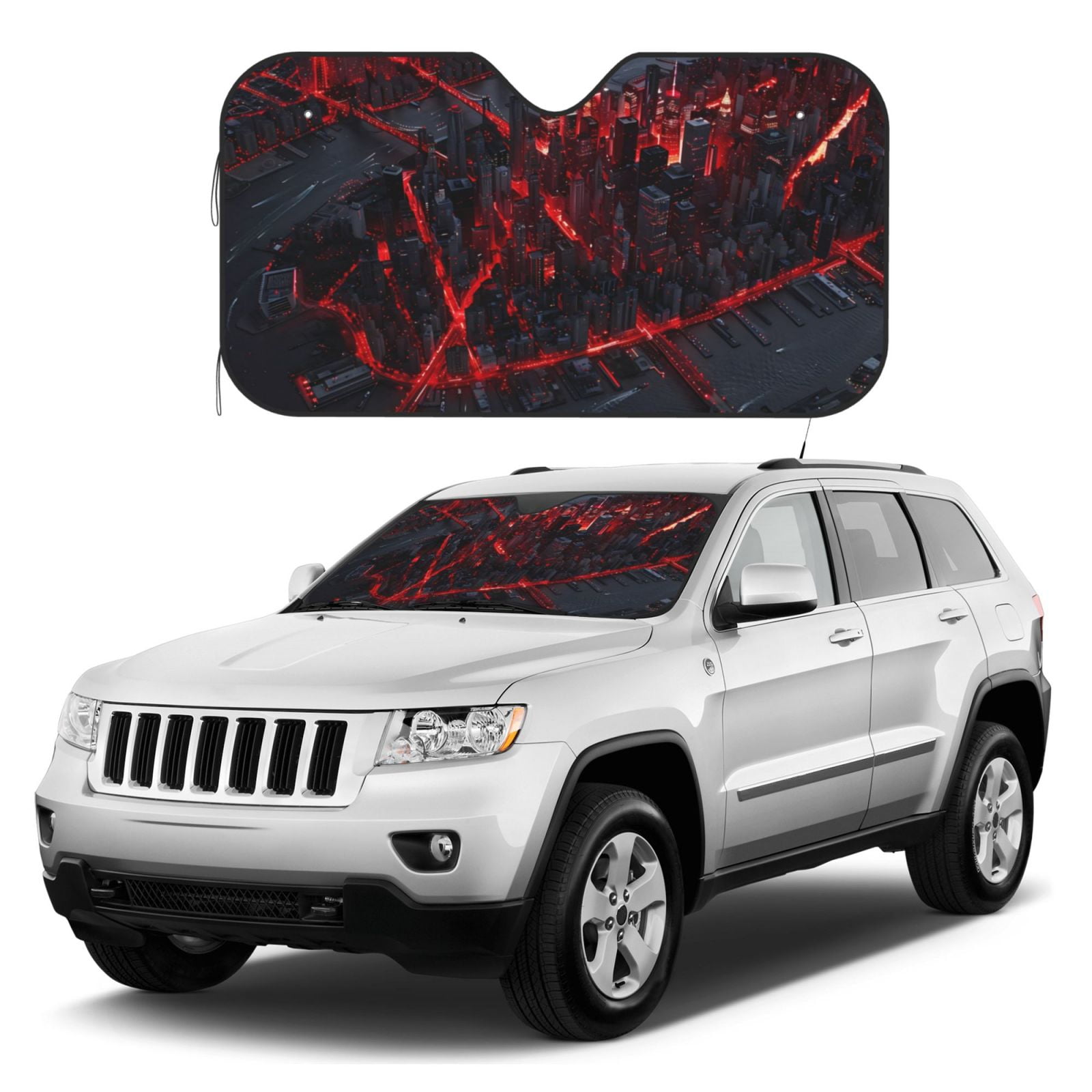 Kdxio Cyberpunk Cityscape Lights Print Windshield Sun Shade, Foldable ...