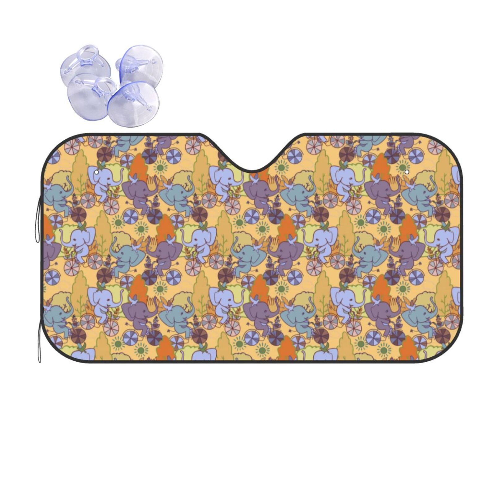 Kdxio Cycling Elephant On Bicycle In Park Print Front Windshield Sun ...
