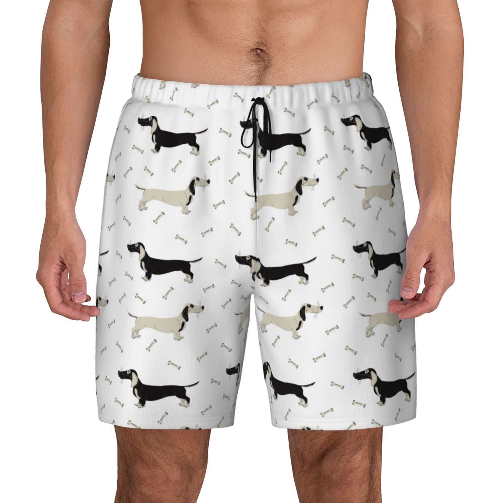 Kdxio Dachshund Dog Print Men's Swim Trunks with Compression Liner 7 ...