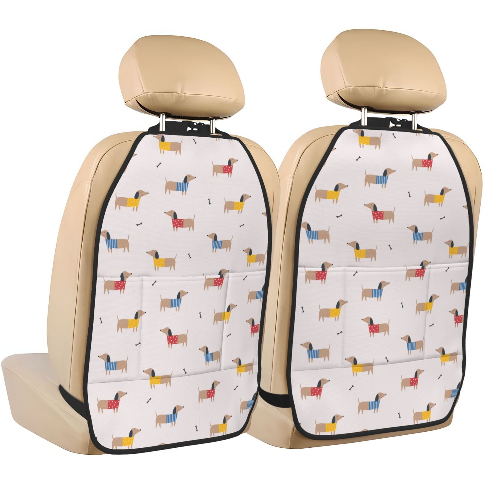 Kdxio Dachshund Dog Puppy Print 2 Pack Car Kick Mat Seat Cover Back ...