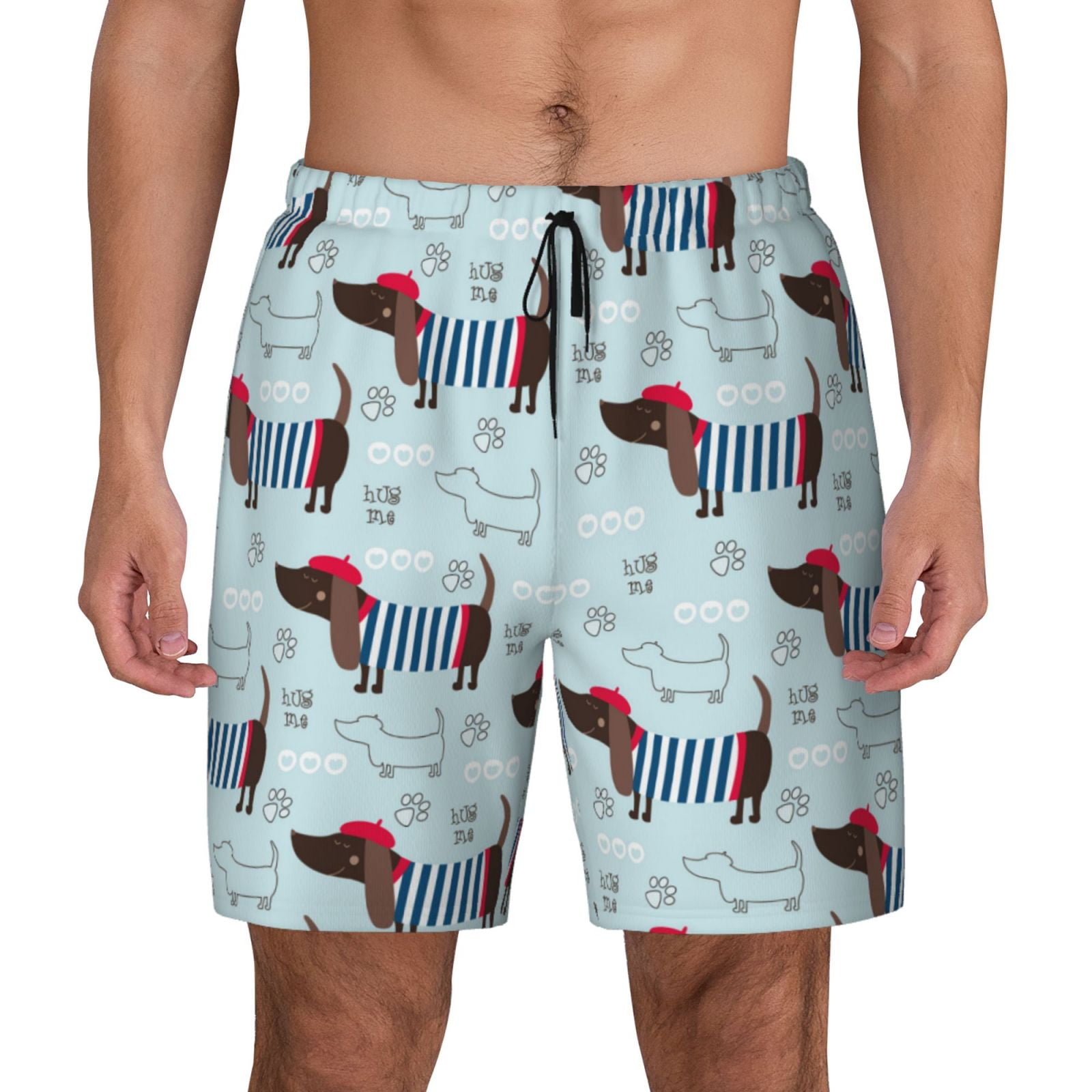 Kdxio Dachshund Dog Puppy Print Men's Swim Trunks with Compression ...