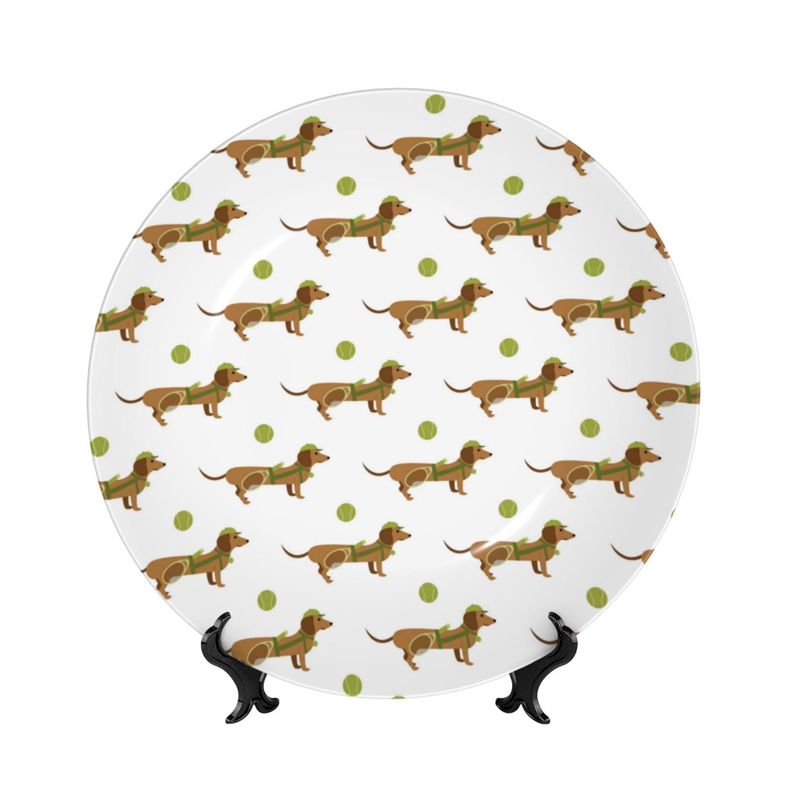Kdxio Dachshund Going To Play Tennis Bone China Decorative Plate ...