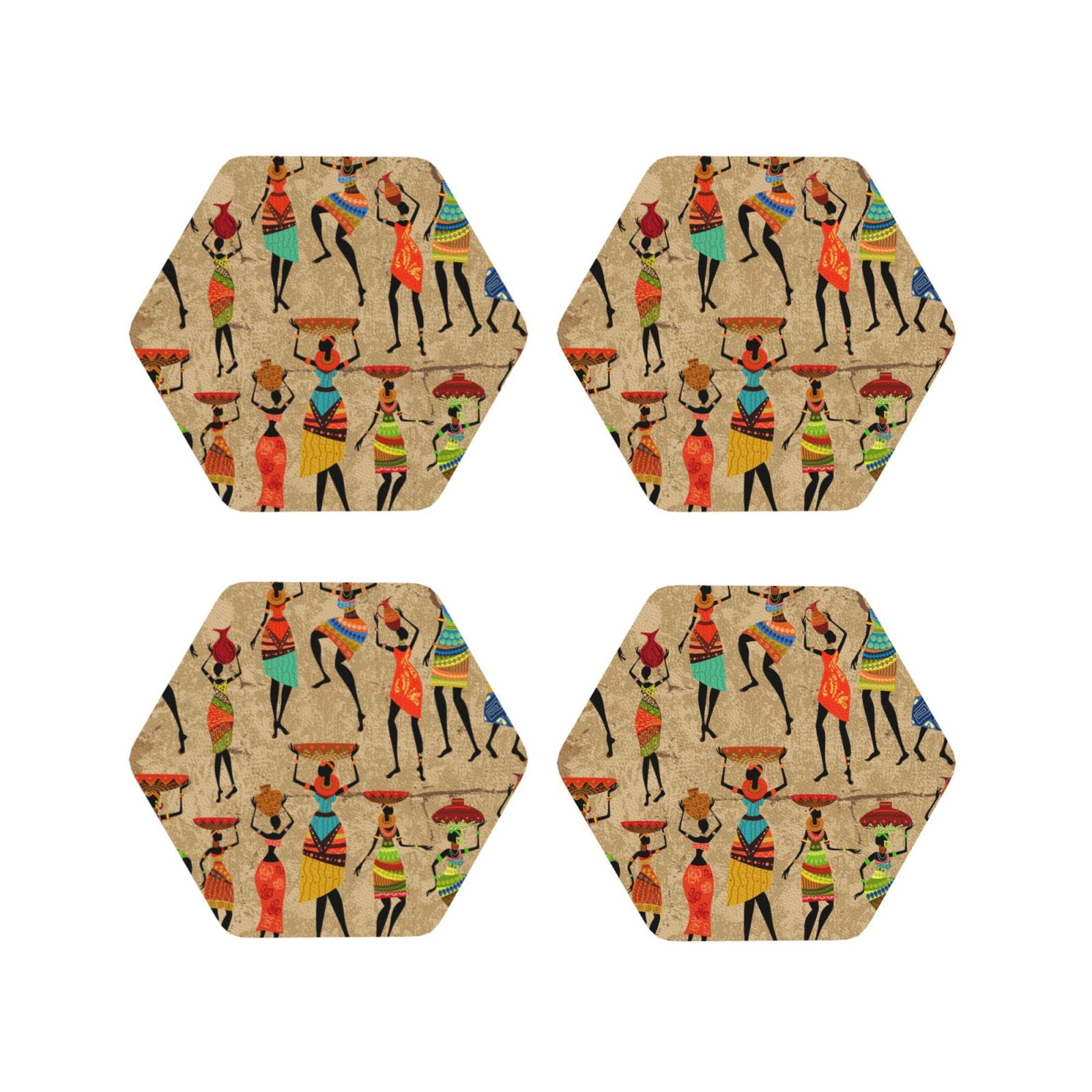 Kdxio Dancing African Women Funny Coasters,4 Pcs Leather Coasters ...