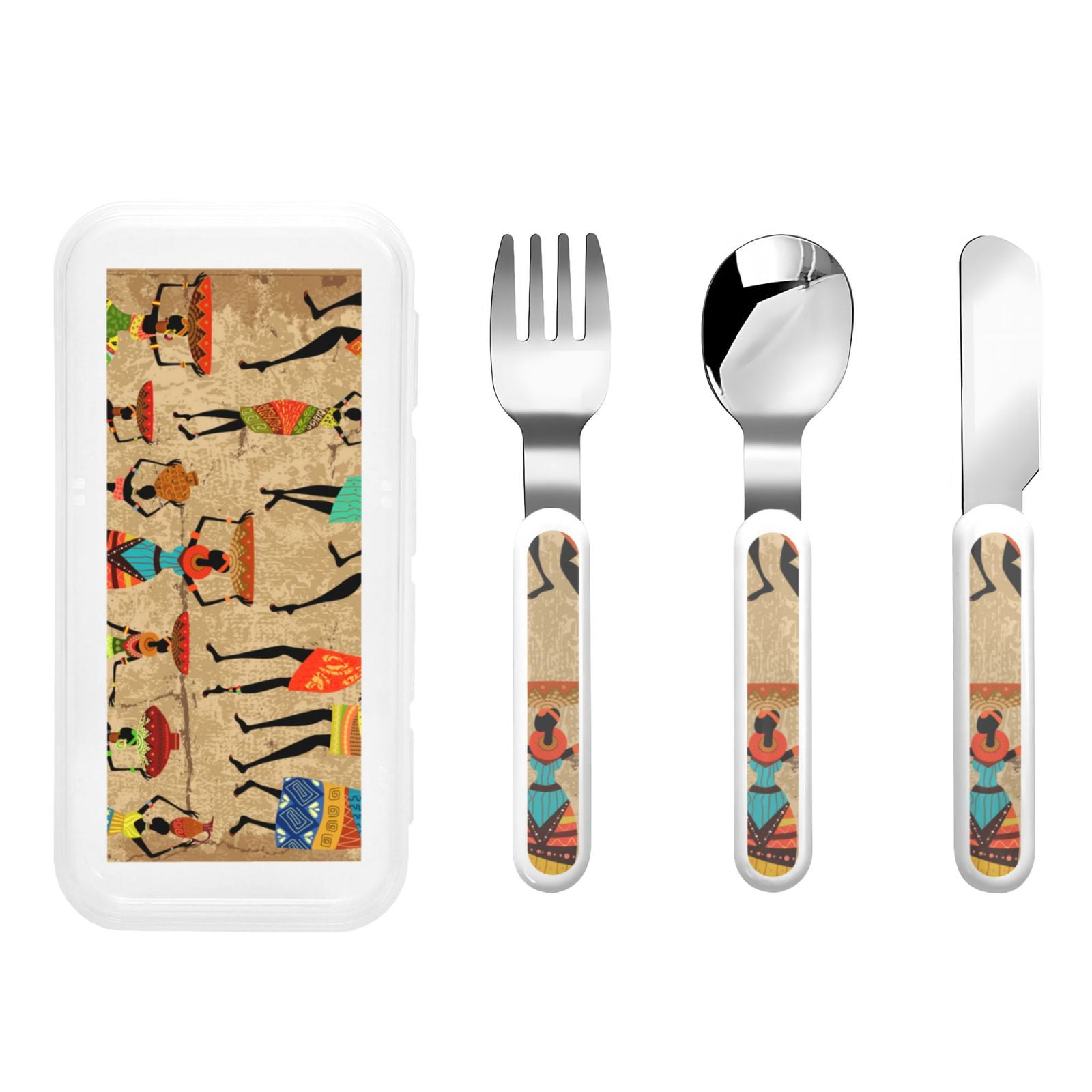 Kdxio Dancing African Women Toddler Utensils Set - Kids Silverware Set ...