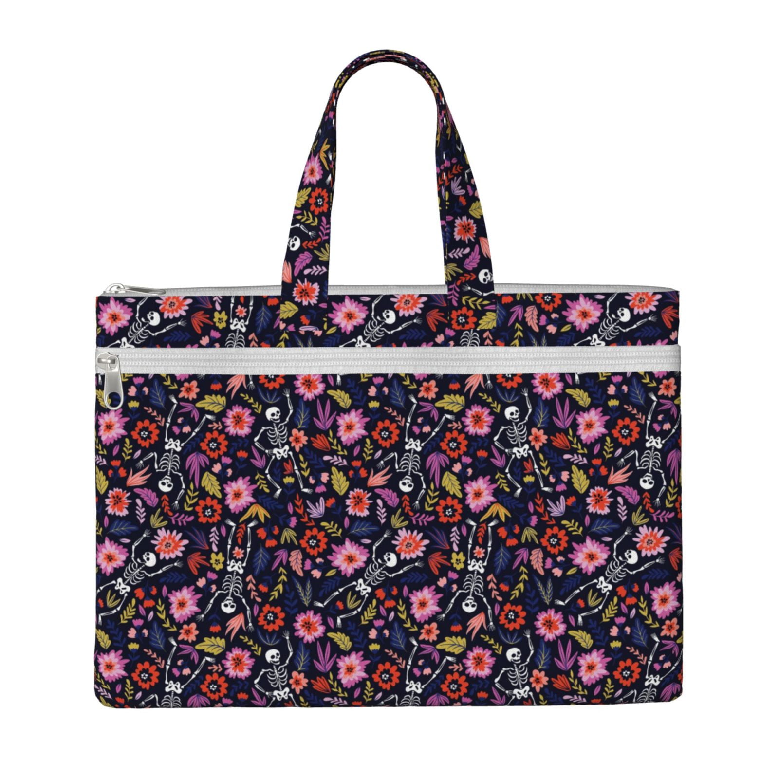 Kdxio Dancing Skeletons Floral Garden File Tote Document Bag Business ...