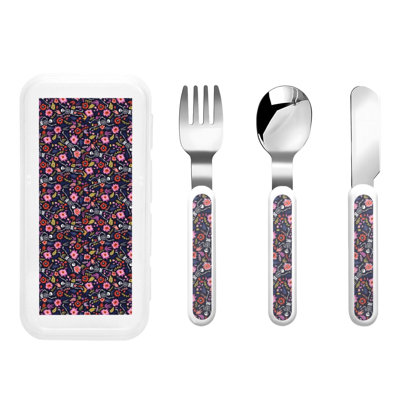 Kdxio Dancing Skeletons Floral Garden Toddler Utensils Set - Kids ...