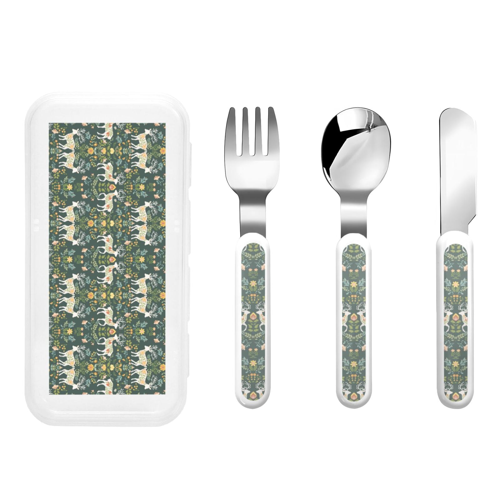 Kdxio Deer And Flowers Toddler Utensils Set - Kids Silverware Set, Set ...